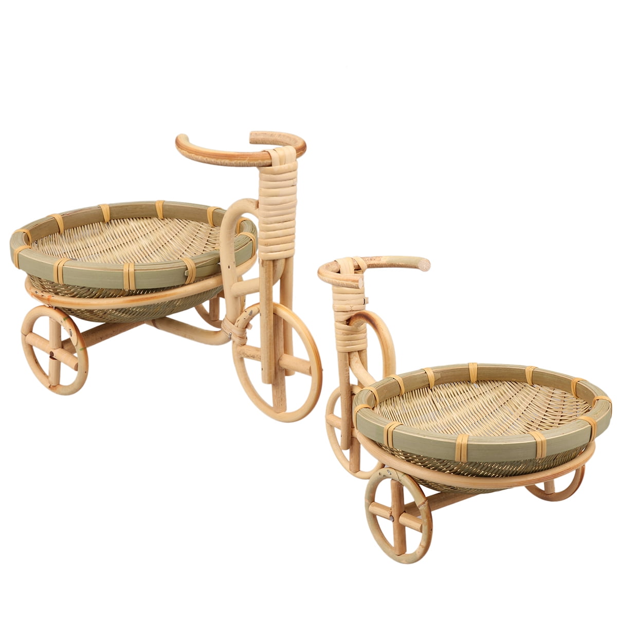 TAILTOSS Handmade Bamboo Woven Tricycle Shape Storage Basket For Fruit ...