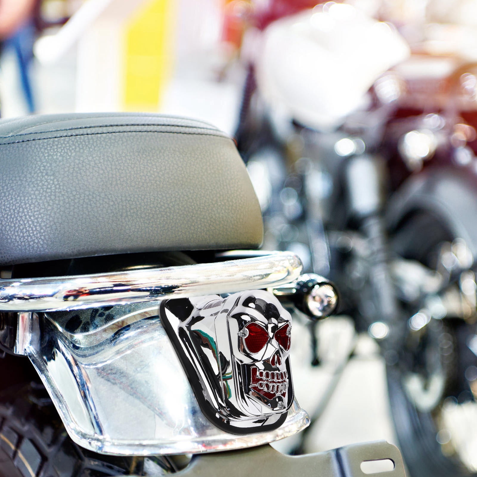 TAILTOSS Motorcycle 1 Set Skull Design Tail Light Silver ABS Waterproof ...