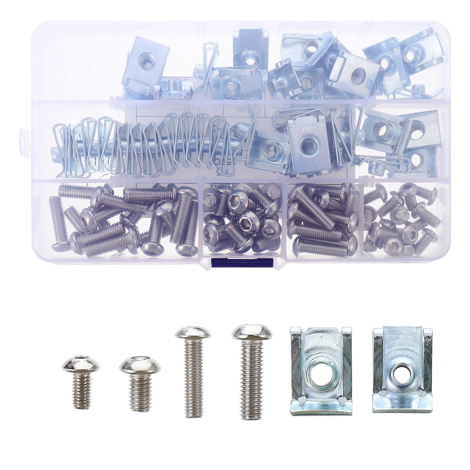 TAILTOSS Nuts and Bolts Set 100Pcs Car Mounting Clip Set Assorted Color ...