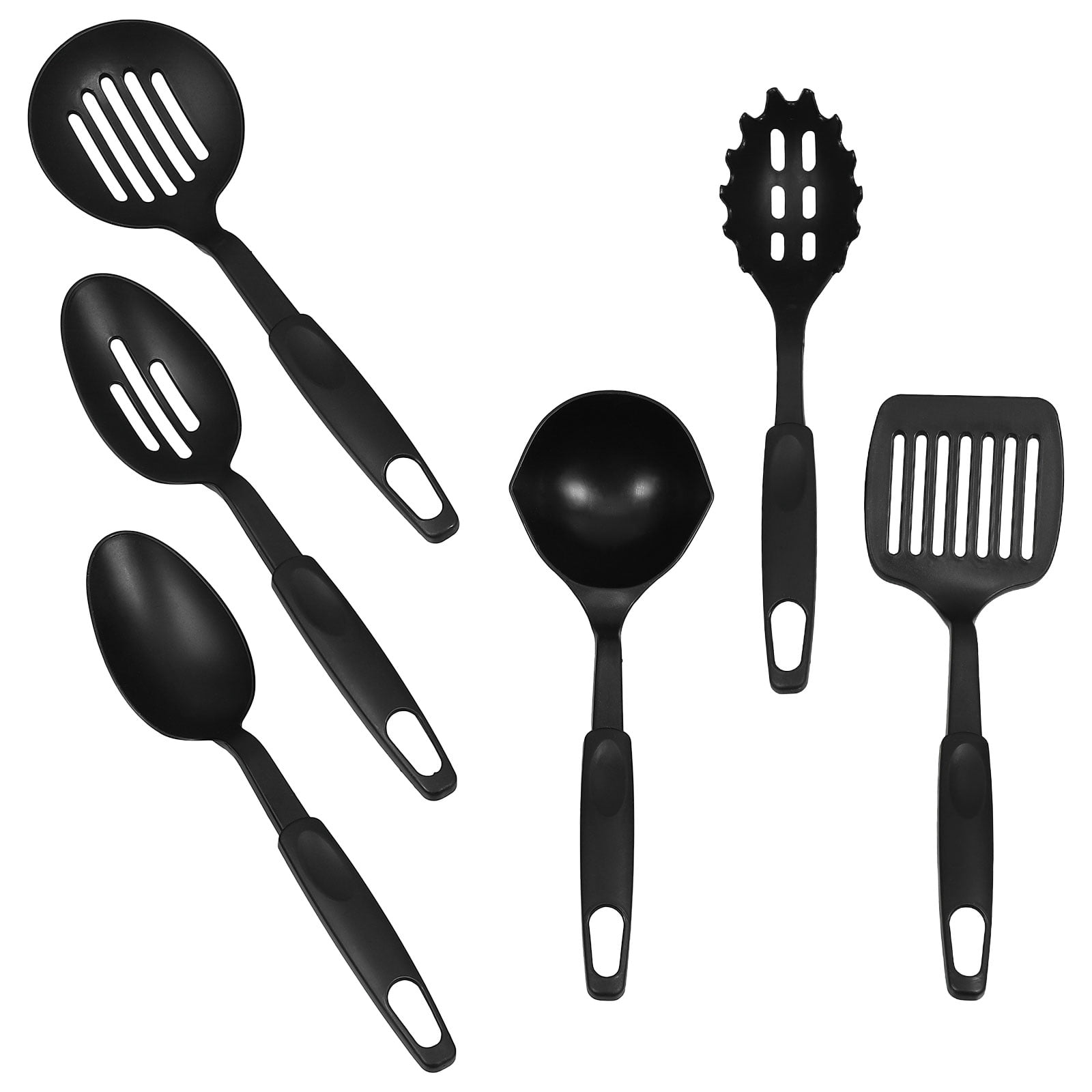 TAILTOSS Nylon Cooking Utensils Set 6Pcs Black Kitchen Utensil for Non ...