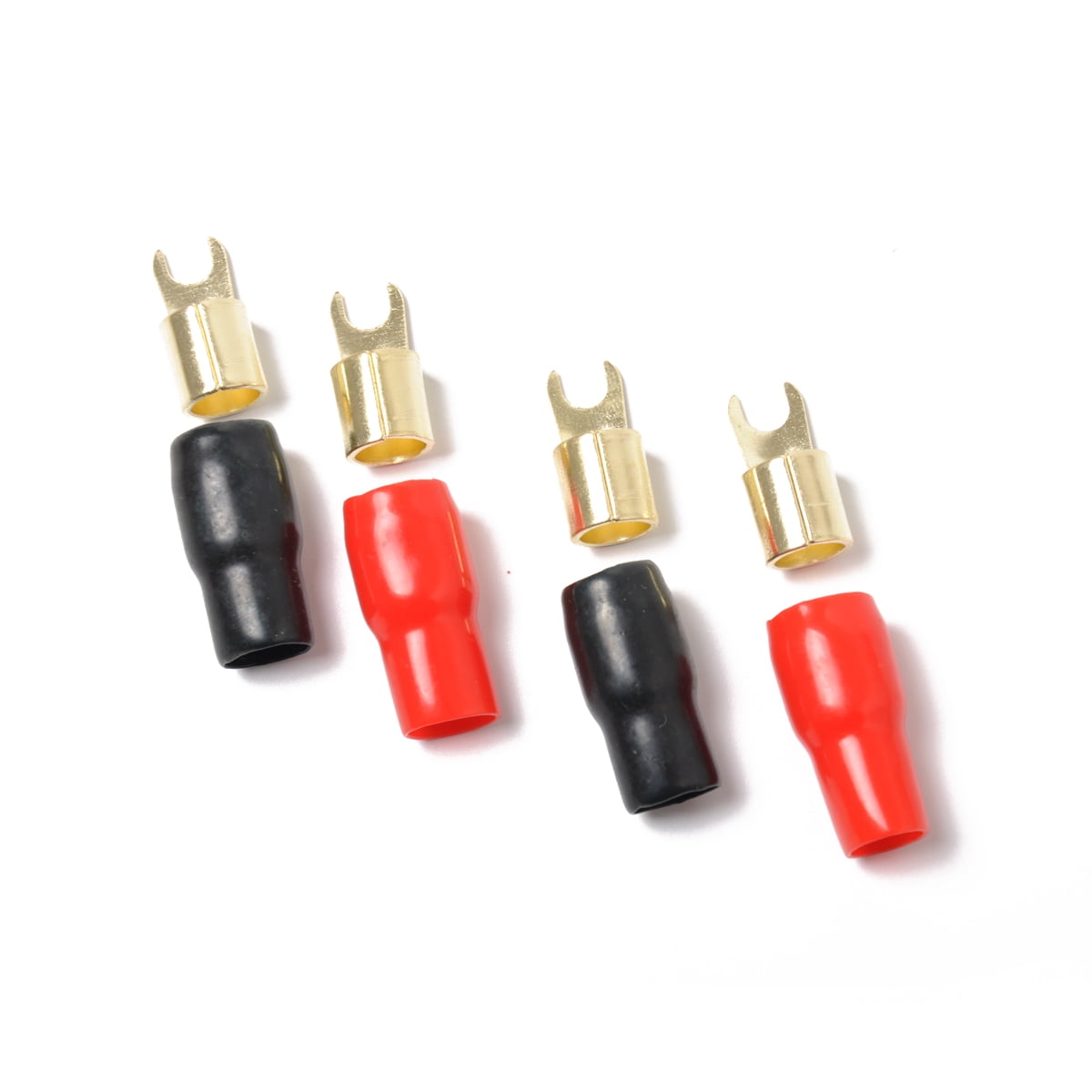 TAILTOSS Plated 4GA Spade Terminal Connectors 2 Pairs for Speaker Wire ...