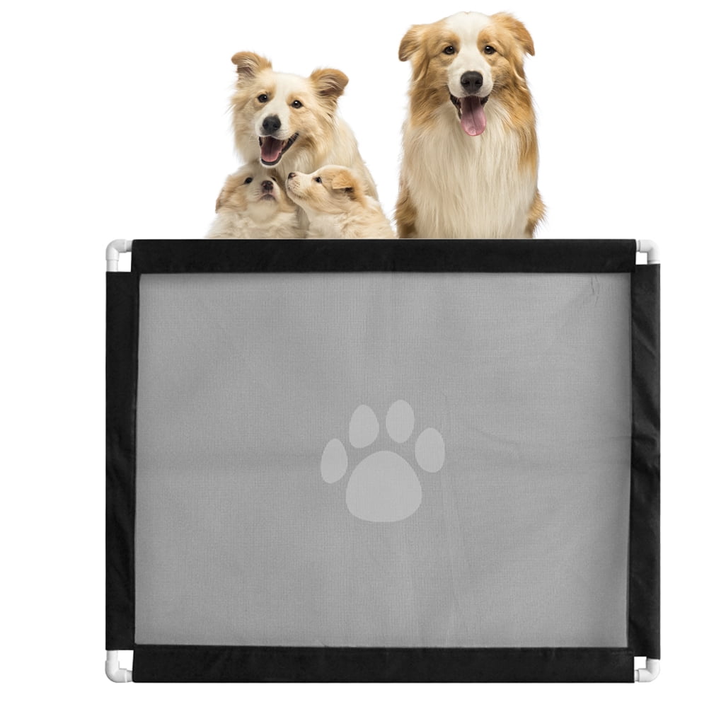 TAILTOSS Portable Pet Gate with Mesh Fabric for Safety Isolation Black ...