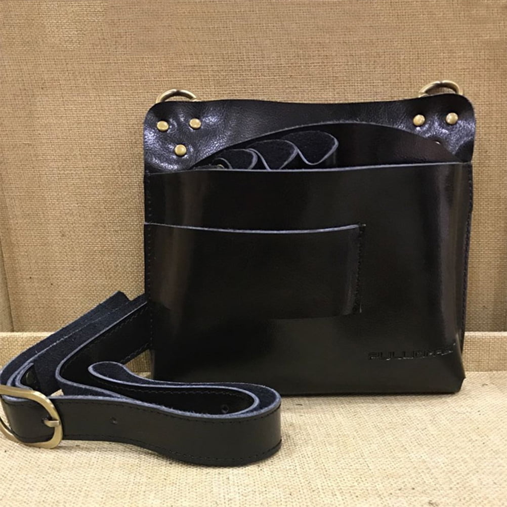 TAILTOSS Salon Tool Holder Tool Pouch Belt 1Set Black Leather 7.5 x 7.1 ...
