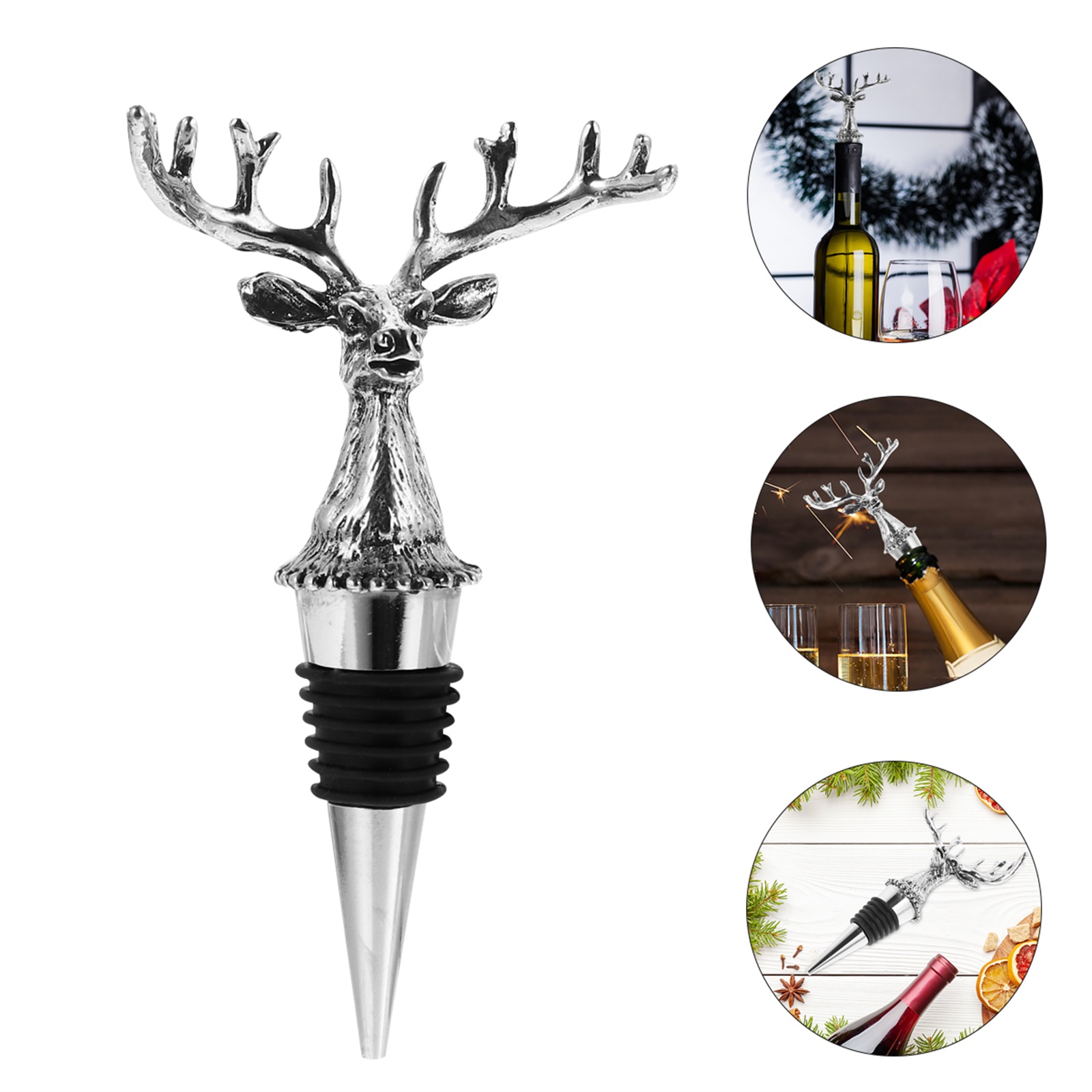 TAILTOSS Silver Antler Shape Wine Bottle Plug for Adults Practical ...