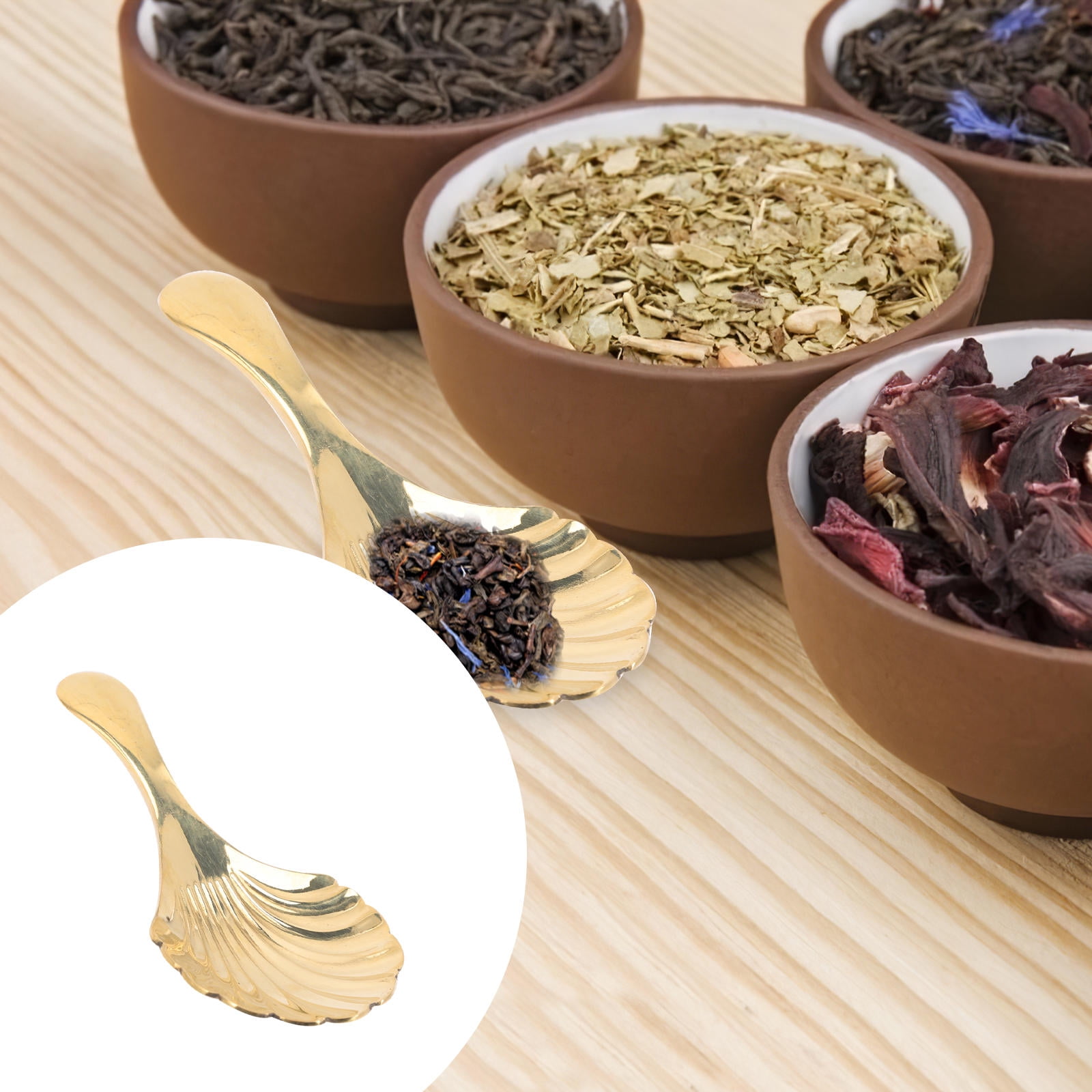 TAILTOSS Tea Scoop Spoon Brass Loose Tea Scoop Shell Shape Classical ...