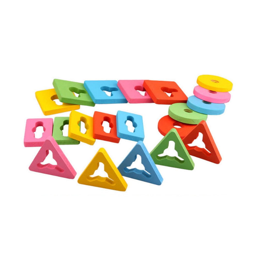 TAILTOSS Toddlers Shape Sorting Toy 1 Set Wooden Geometric Board Block ...