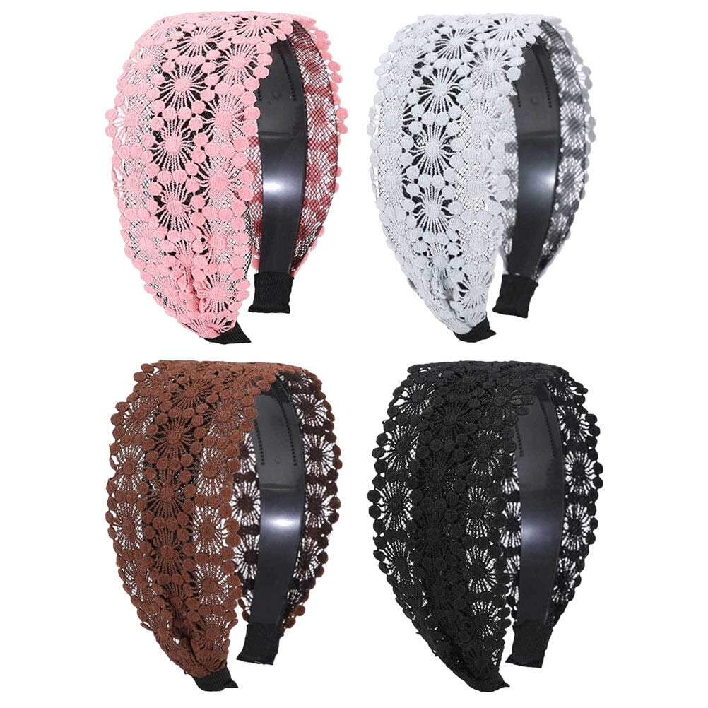 TAILTOSS Wide Headbands for Women 4Pcs Cute Design in Black Color for ...