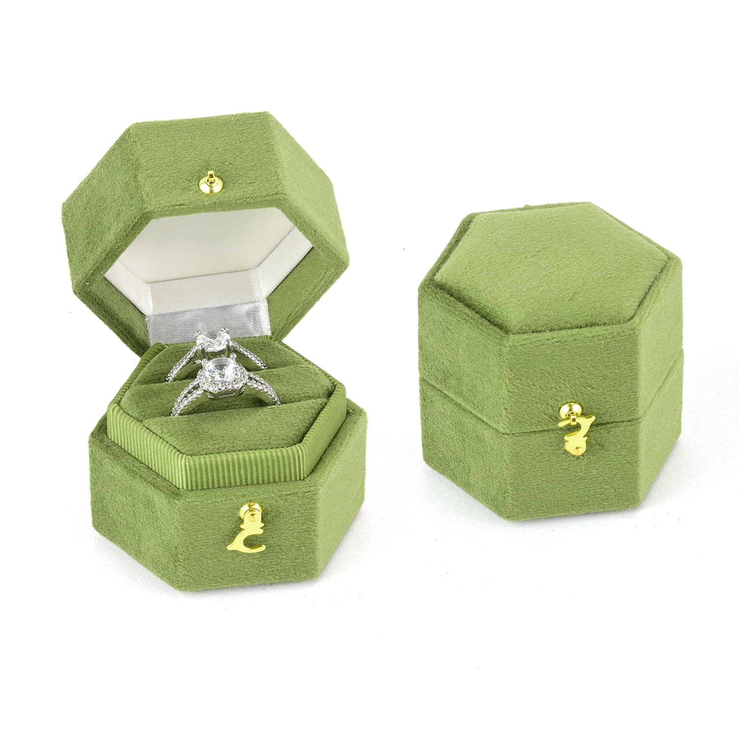 TAIMY Velvet Hexagon Ring Box For Men Women Girlfriend Lover；Clamshell ...