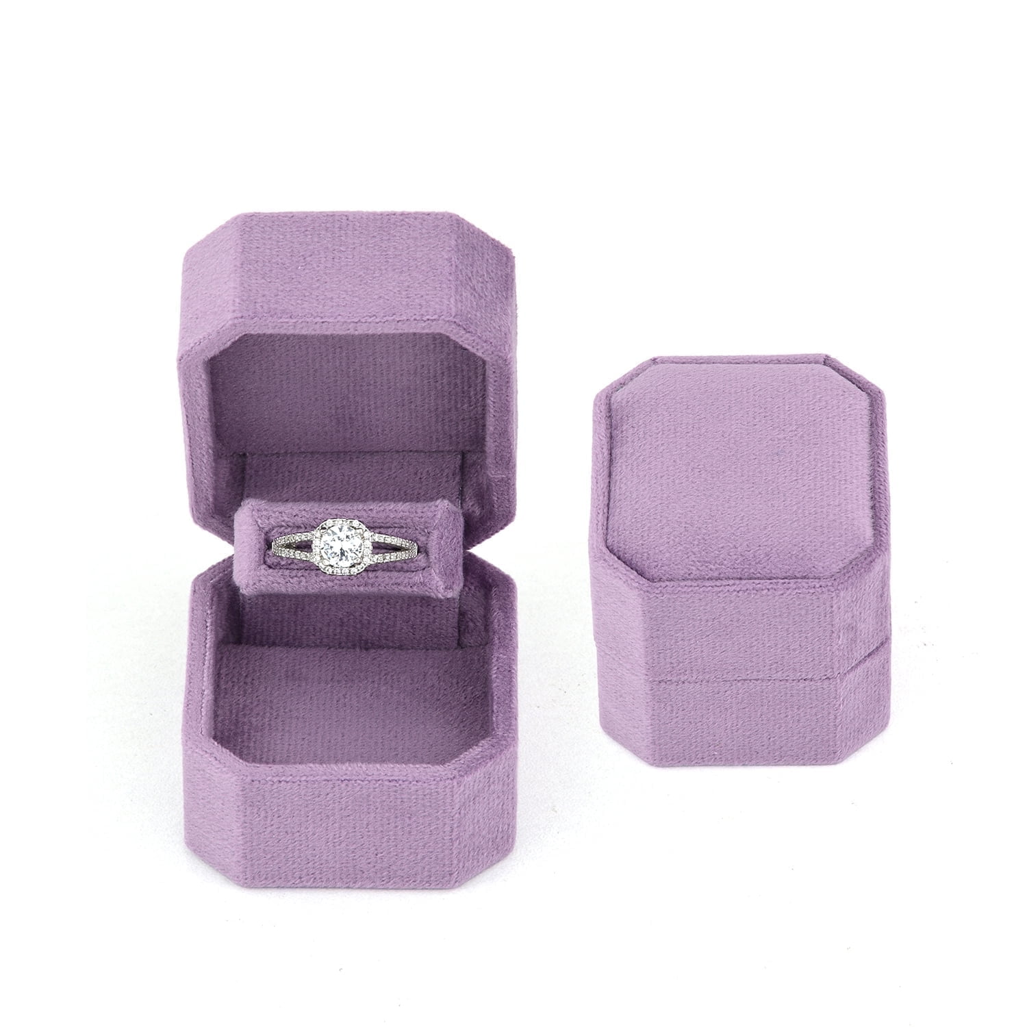 TAIMY Velvet Ring Box, Single-Slot Jewelry Ring Display Box, Soft ...