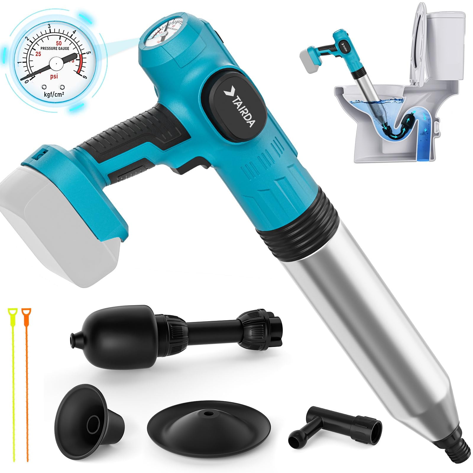 TAIRDA Toilet Plunger Compatible for Makita 18v Battery(NO Electric ...