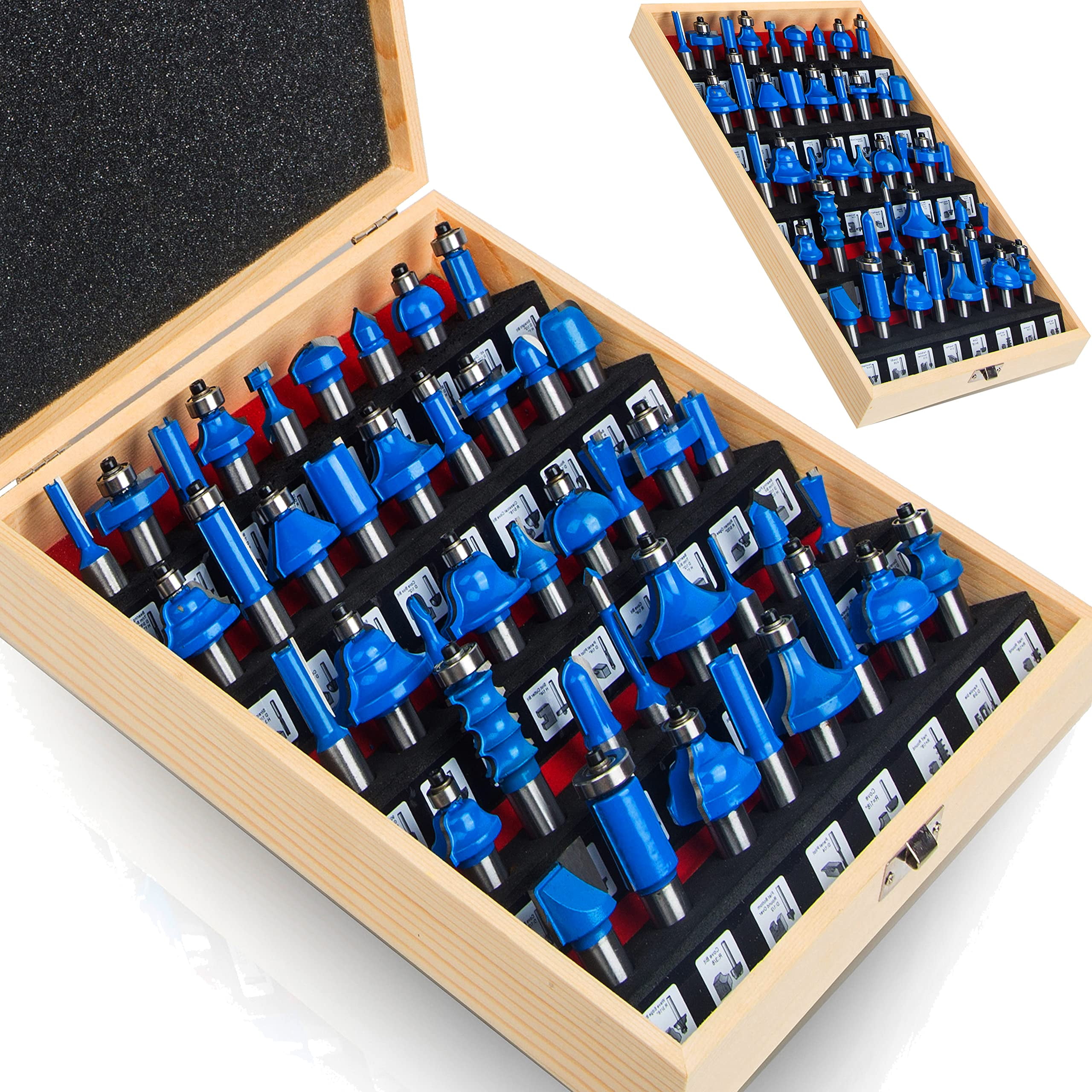 TAIWAIN 1/2 Shank Router Bit Set 43 PCS, Round Over Panel Cabinet Door ...