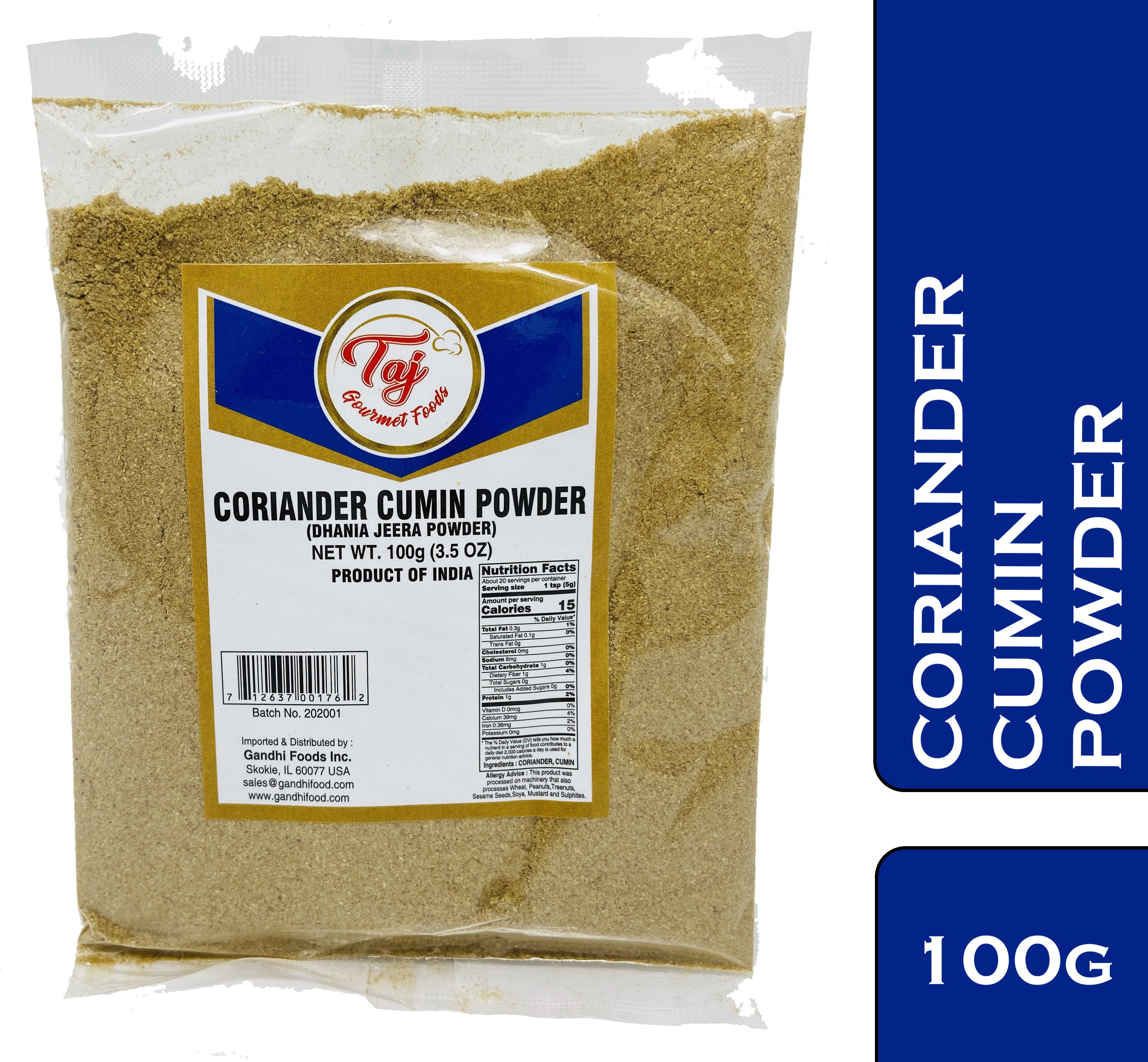 TAJ Coriander Cumin Powder (Dhania Jeera Powder) 100 grams - Walmart.com