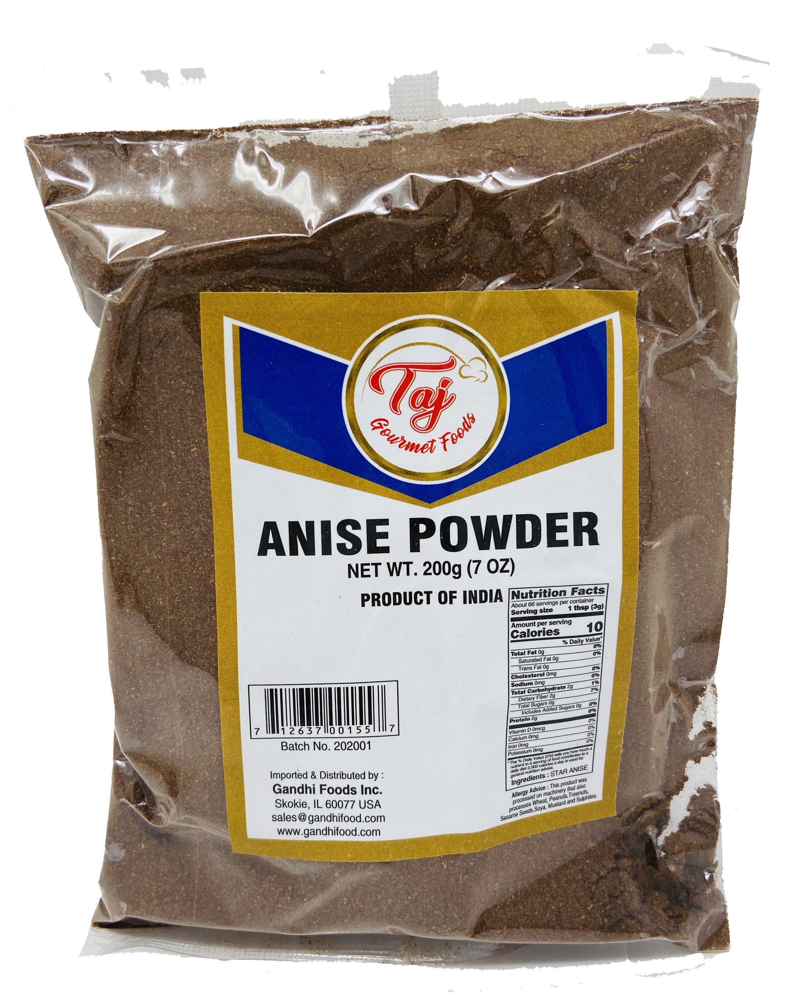 TAJ Premium Indian Anise Powder, Dry Spice Seasoning, 200 grams ...