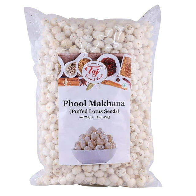 TAJ Uncooked Phool Makhana 14oz Bulk Pack | Fox Nut, Popped Lotus Seed ...