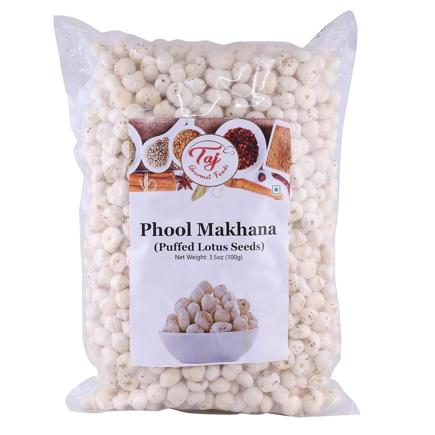 TAJ Uncooked Phool Makhana RRF12 | 3.5-Ounce (100g) | Fox Nut, Popped ...