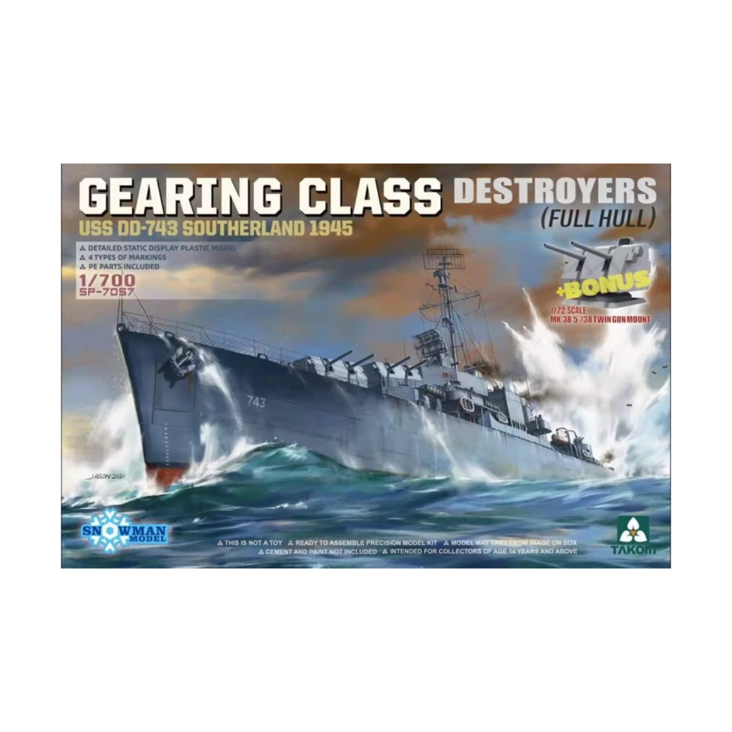 Takom 1/700 Gearing Class Destroyer USS DD-743 Southerland 1945 Model ...