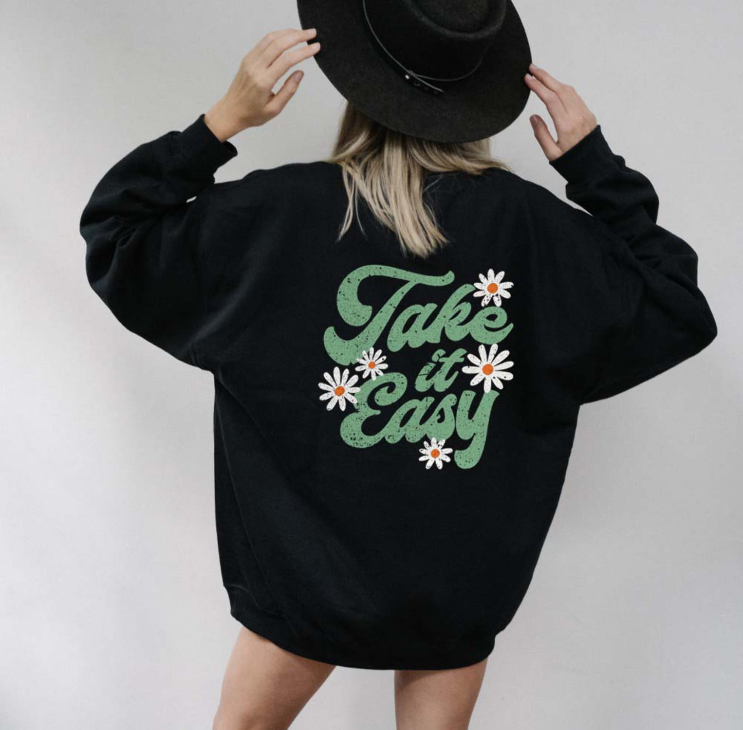 TAKE IT EASY DAISY FLOWER Graphic Unisex Fleece Pullover - Walmart.com