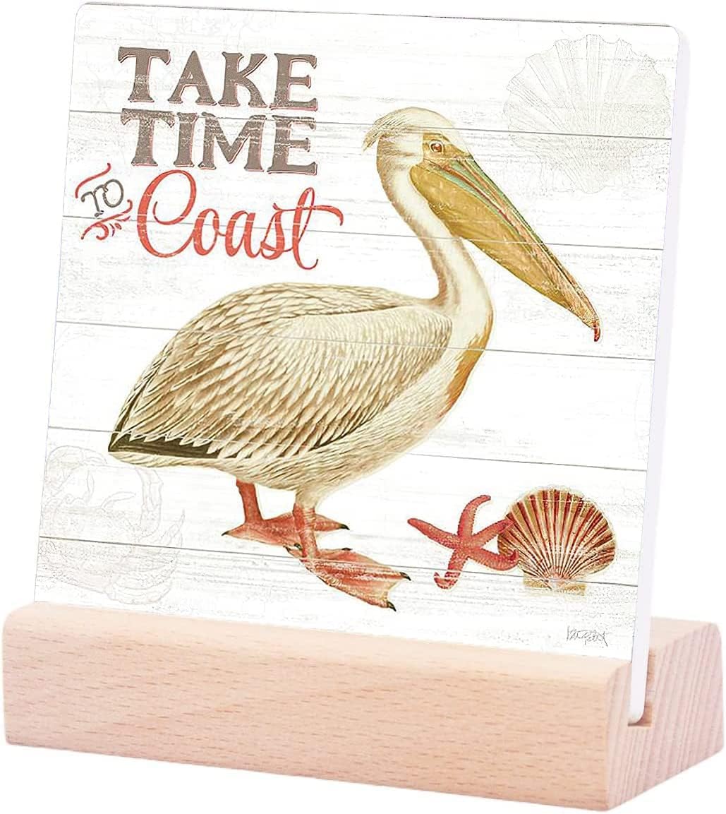 TAKE TIME Ceramic Table Plaque with Wooden Stand Desk Decorations ...