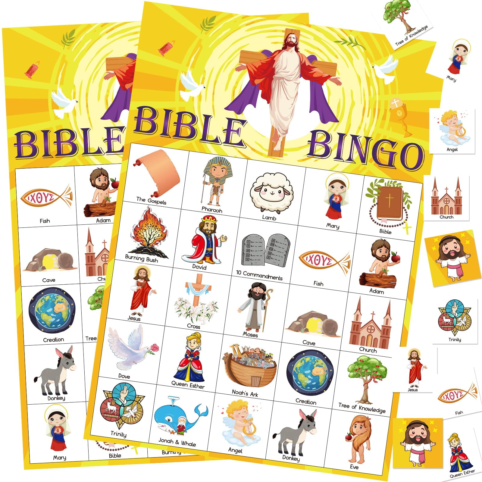 TAKEALOOKO 24 Players Bible MMF7 Bingo Game - Bingo Cards for Vacation ...