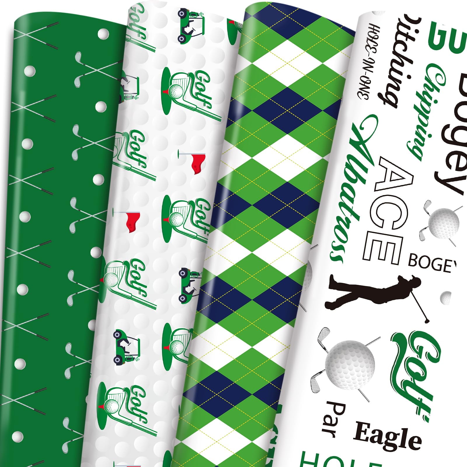 TAKEALOOKO Green Golf Wrapping TSF6 Paper for Men - 12 Sports Gift Wrap ...
