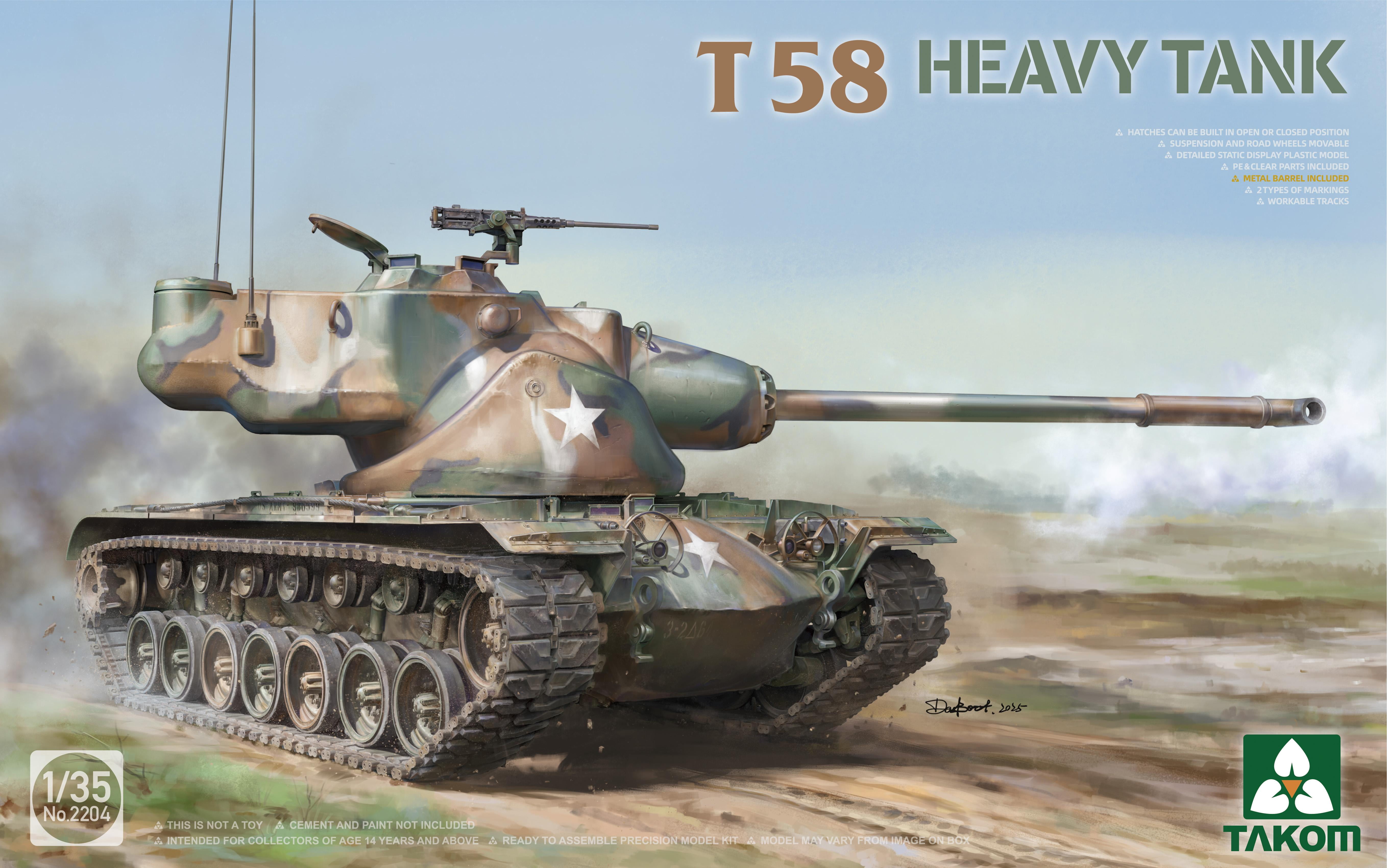 TAKOM 2204 1/35 Scale US T58 Heavy Tank Assembly Model Kit - Walmart.com