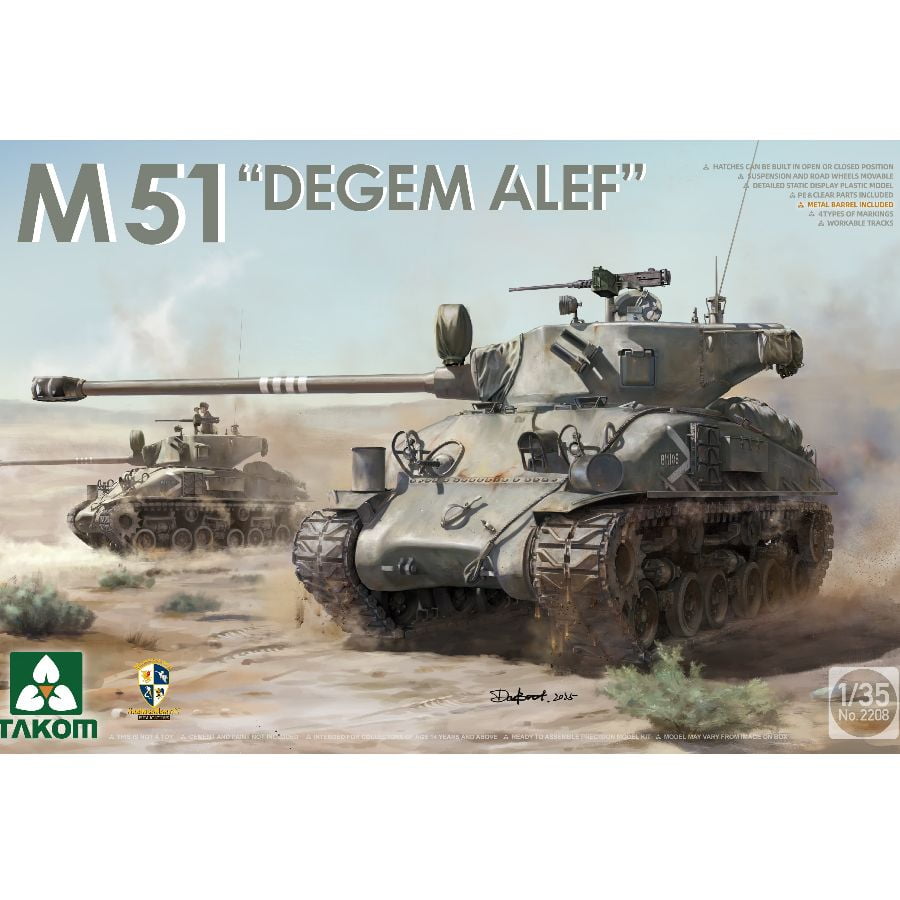 TAKOM 2208 1/35 M51 "DEGEM ALEF" Tank Military Static Assembly Model ...