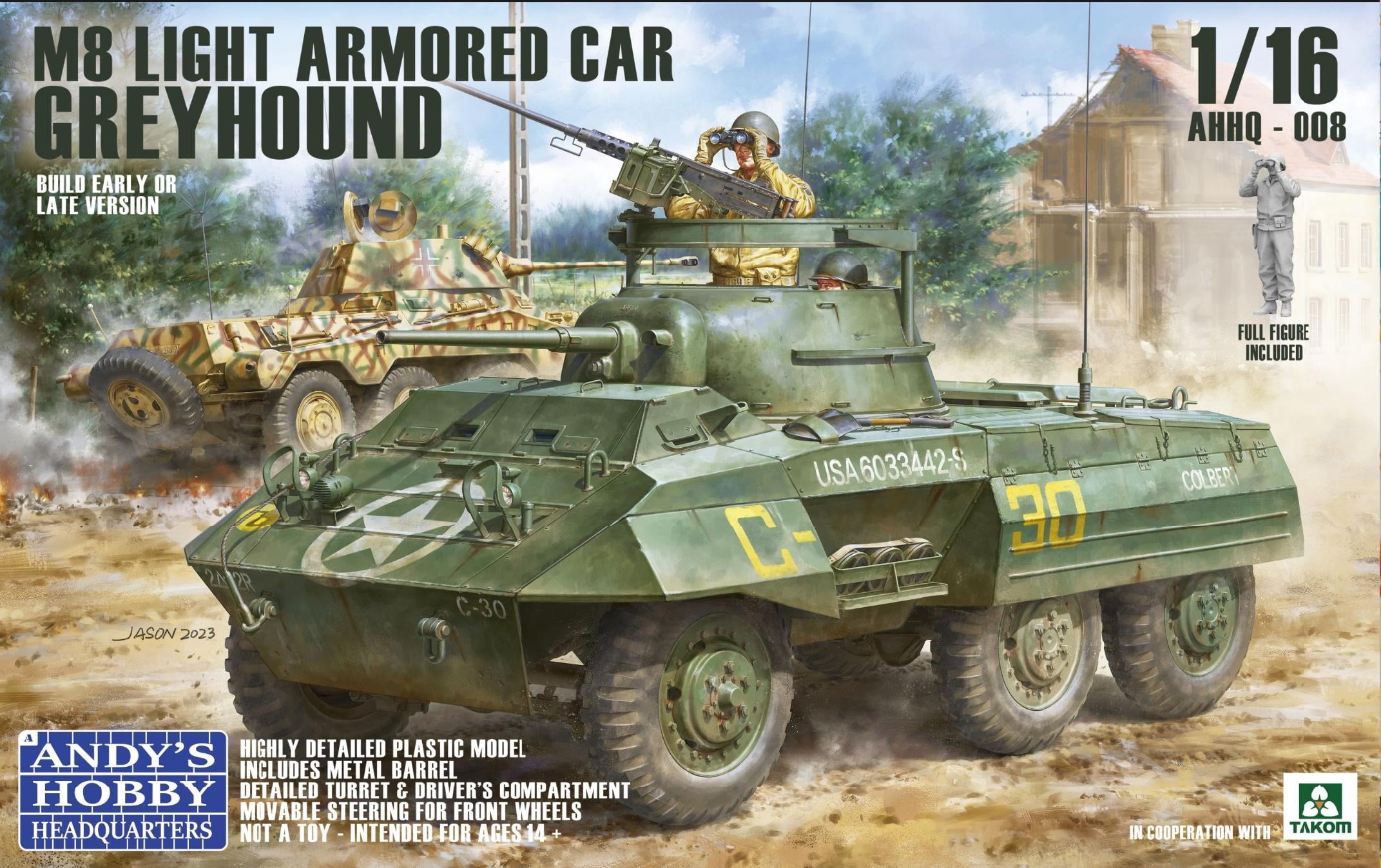 TAKOM AHHQ-008 1/16 M8 Light Armored Car Greyhound Assemble Plastic ...