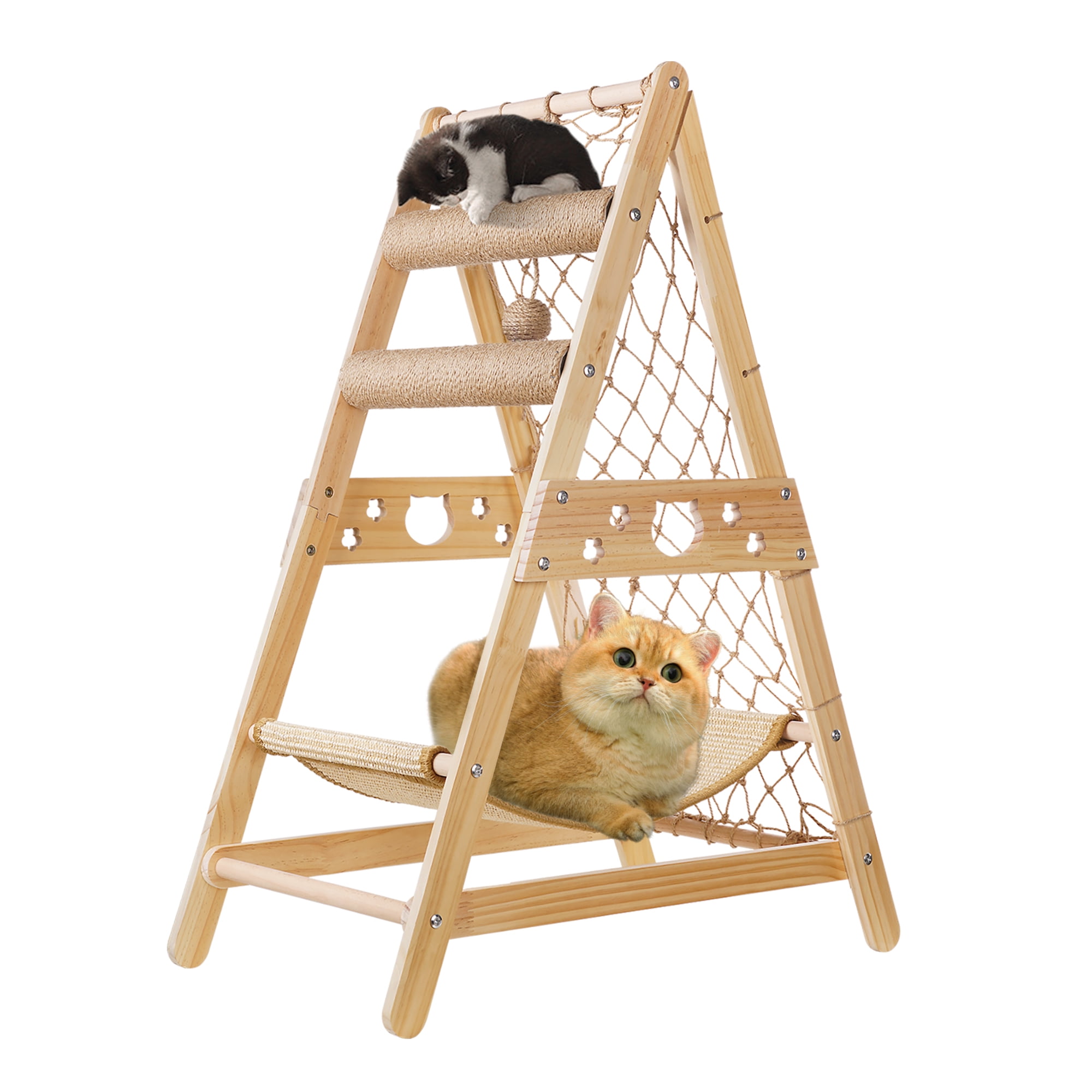 TAKOYI 3-in-1 Cat Climbing Frame, Cat Hammock w/ Stable Triangular ...