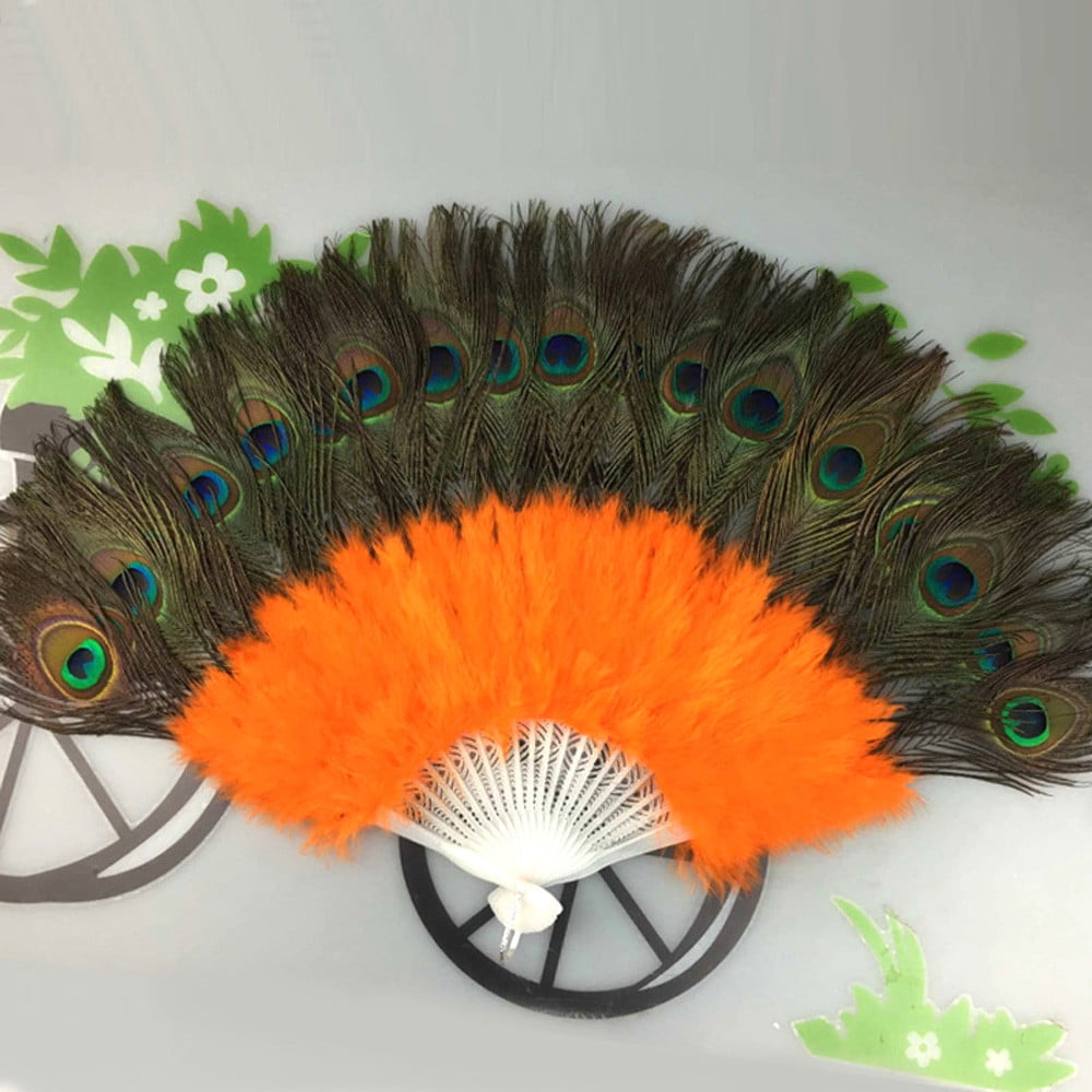 TAKTUK Fan,Hand Fan,Wedding Showgirl Dance Elegant Large Feather ...