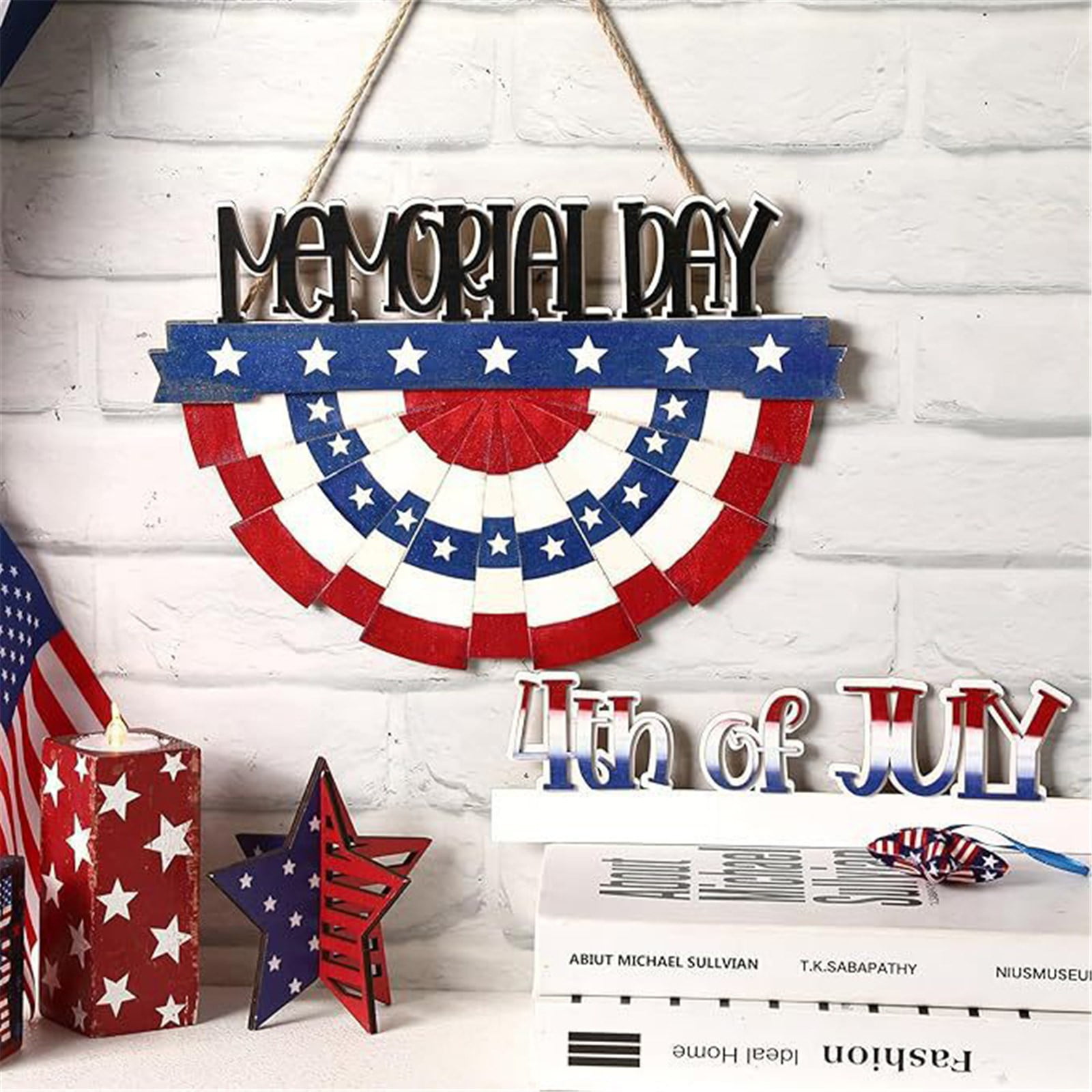 TAKTUK home decor4th Of July Door Sign Decoration Memorial Day Wreath ...