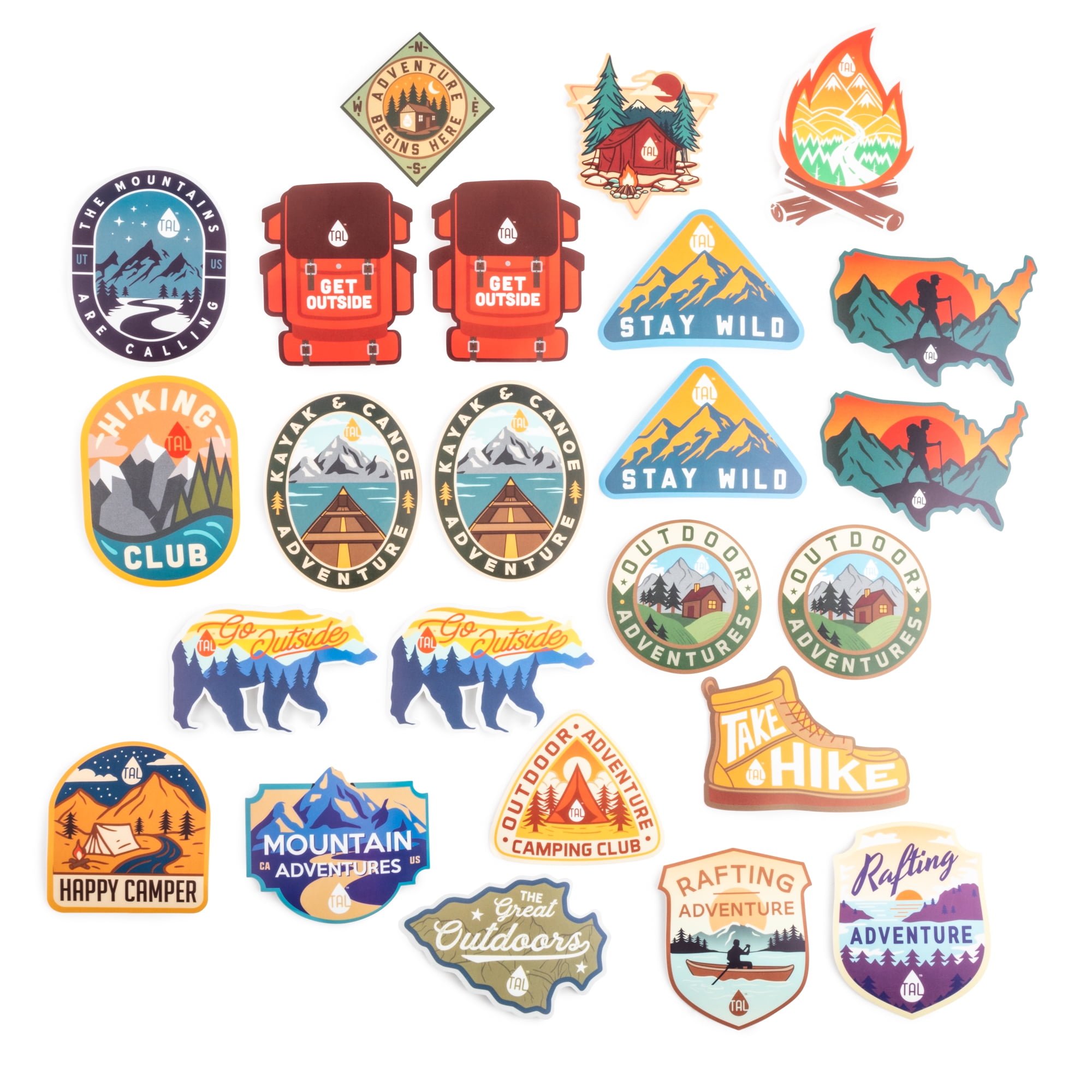 TAL Adventure Sticker Pack - 24 Piece Set - Water Resistant - Walmart.com