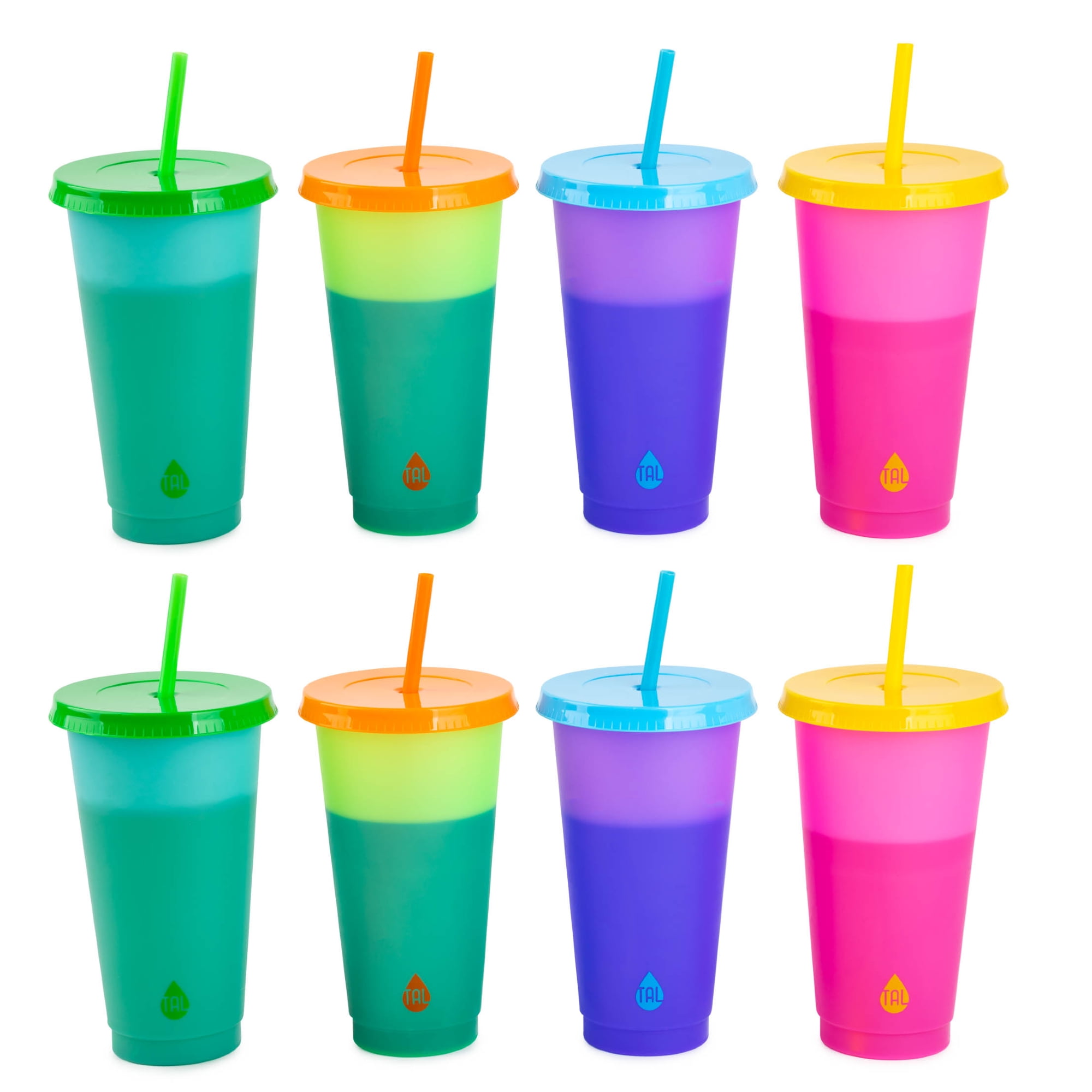 TAL 24 fl oz Multi-Color Color Changing Reusable Plastic Tumbler Cups ...