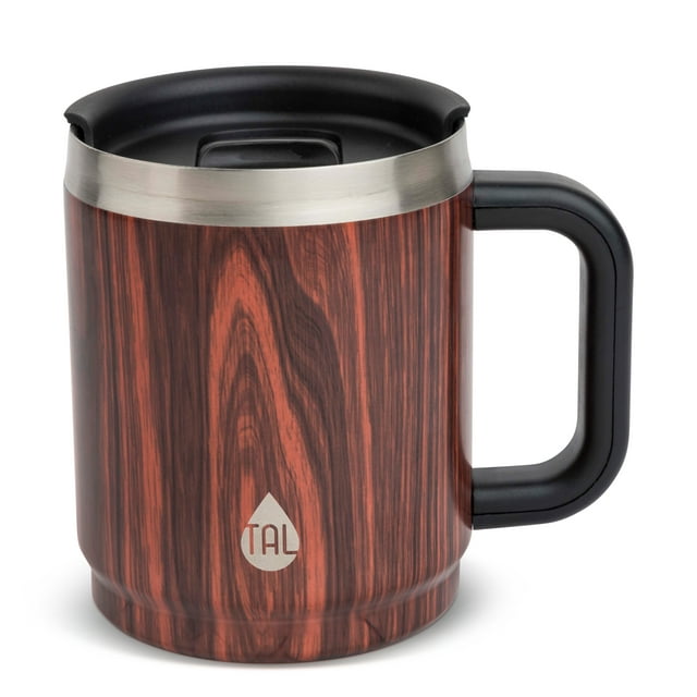 TAL Stainless Steel Boulder Coffee Mug 14oz, Dark Wood - Walmart.com