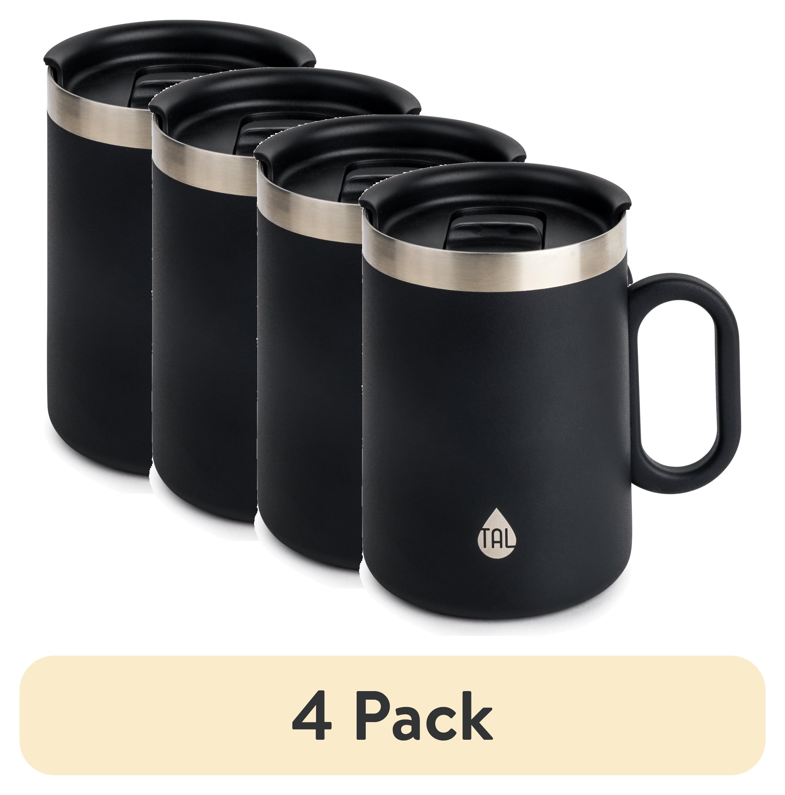 (4 pack) TAL Stainless Steel Brew Coffee Mug 15 fl oz, Black - Walmart.com