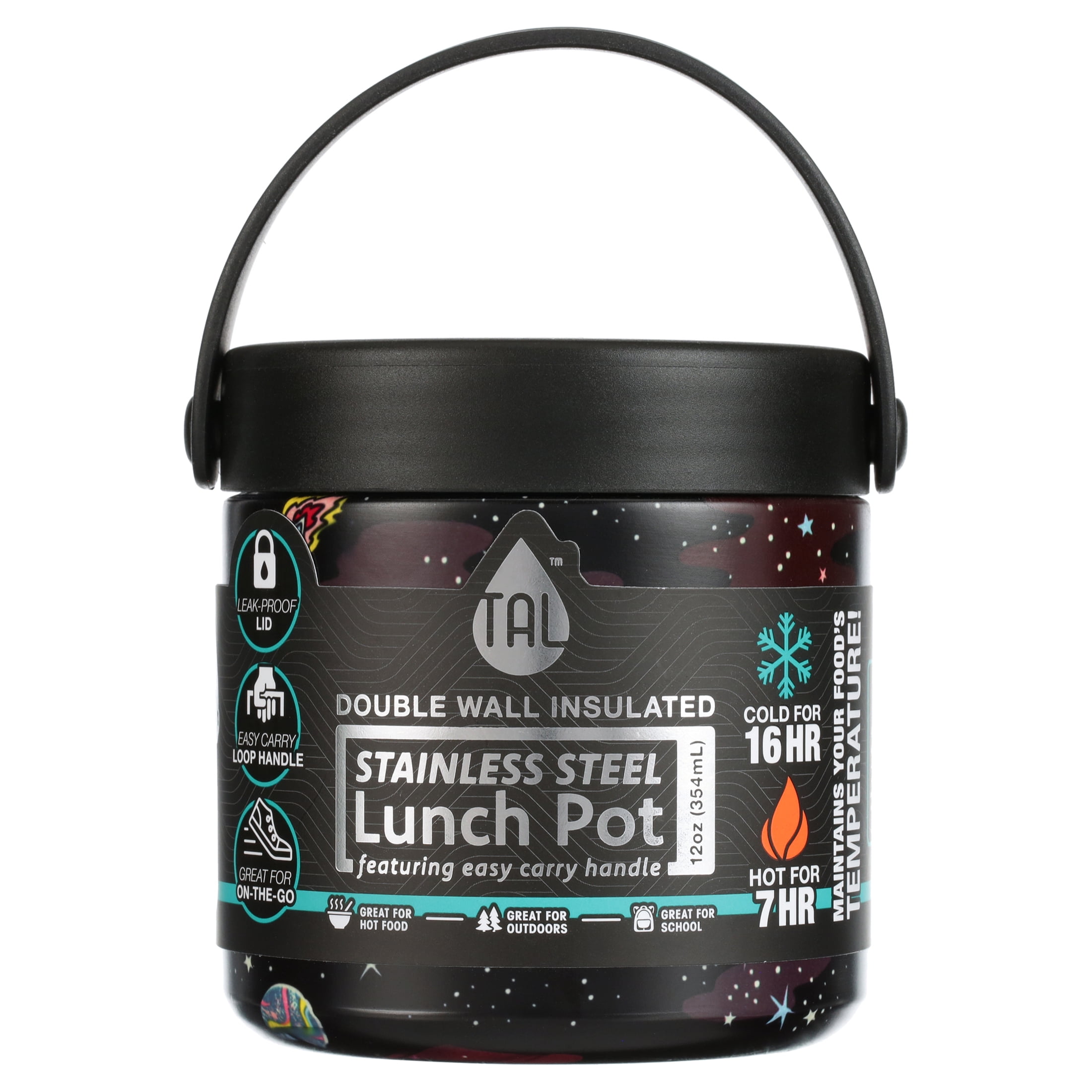 TAL Stainless Steel Food Jar 12 fl oz, Black Space - Walmart.com