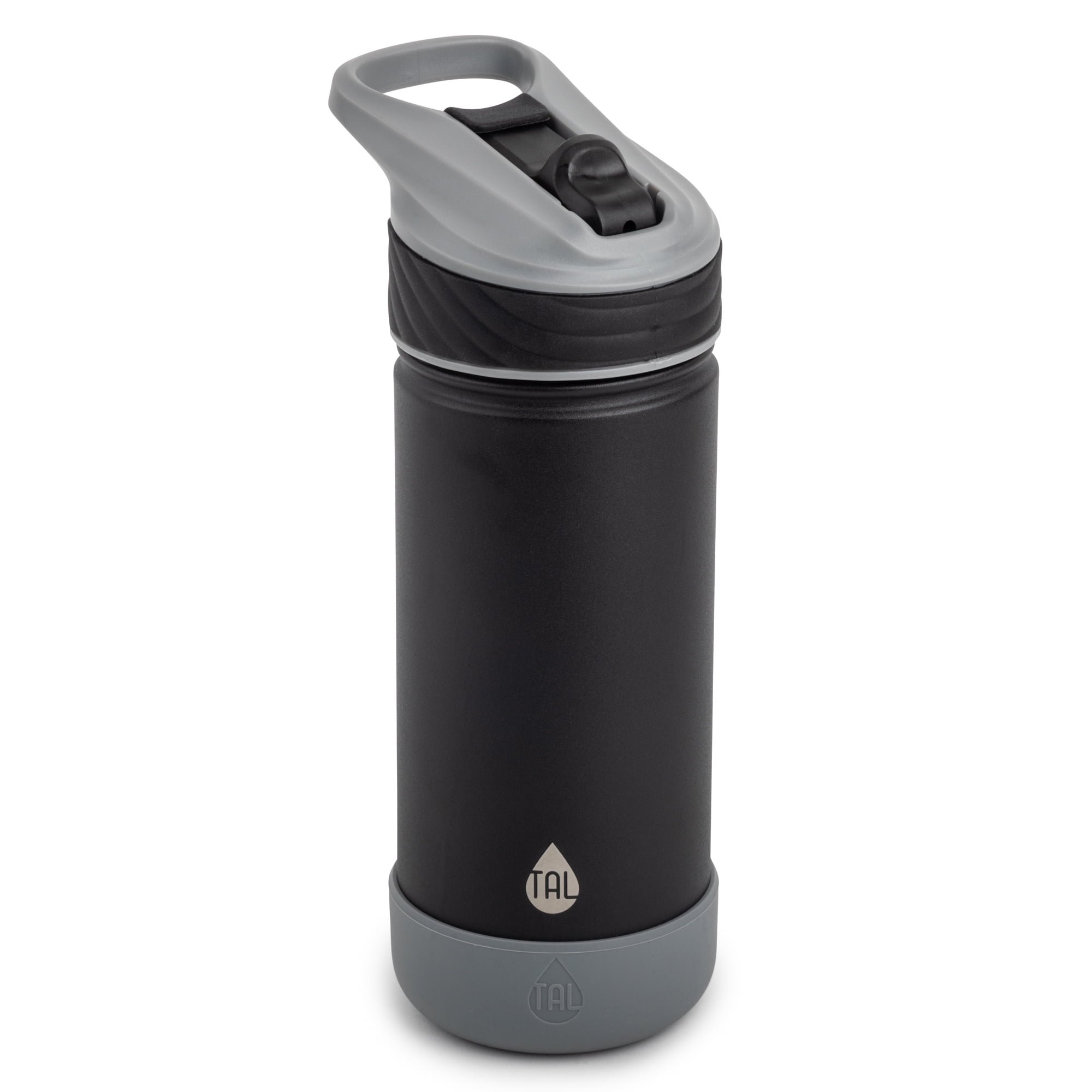 TAL Stainless Steel Ranger Straw Kids Water Bottle 18oz, Black ...