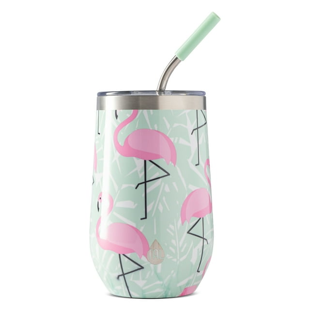 TAL Stainless Steel Wine Tumbler with Straw 16oz, Flamingo - Walmart.com