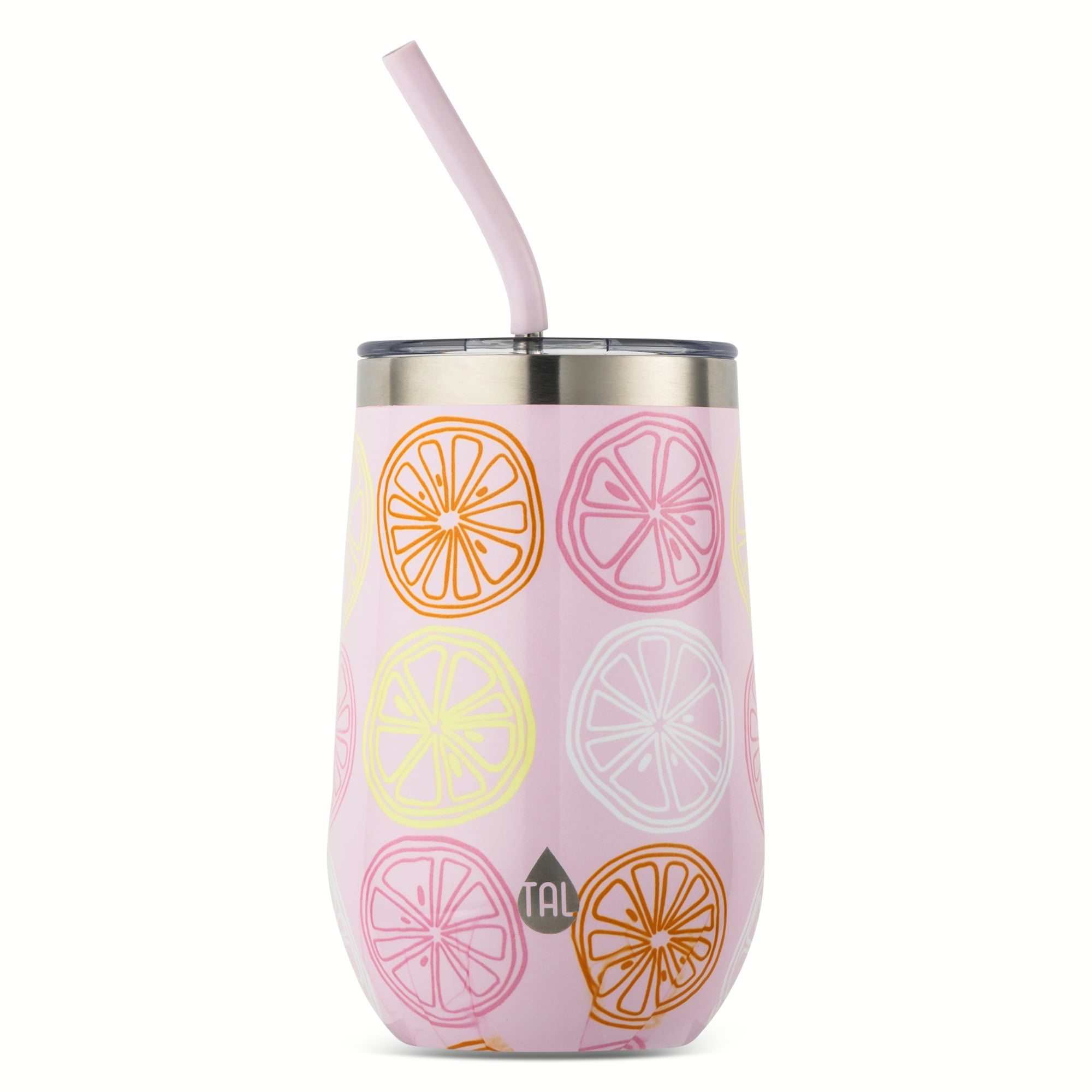 TAL Stainless Steel Wine Tumbler with Straw 16 fl oz, Lemons - Walmart.com