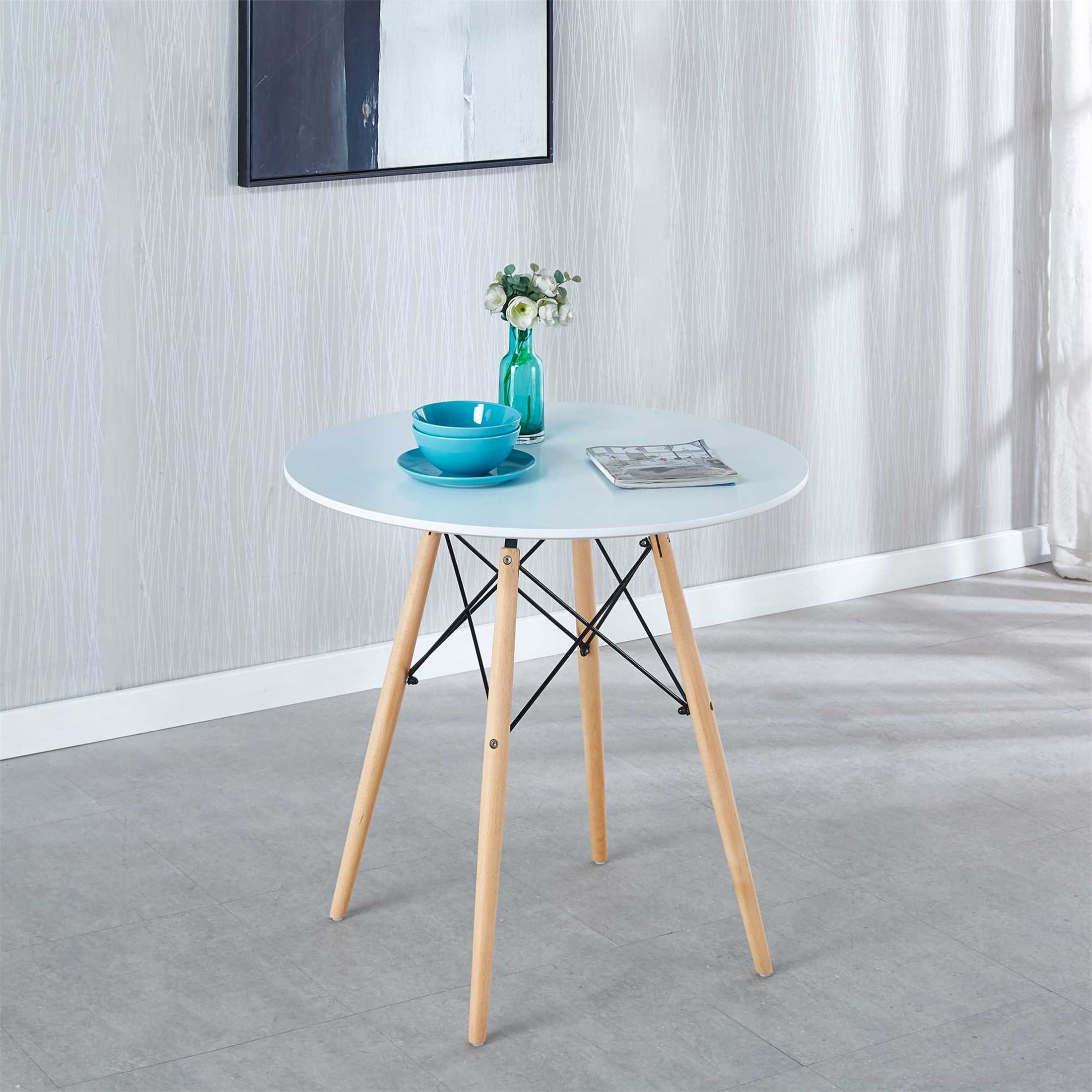 TALEMOHO Round Eat Table- Living Room End Table- Pedestal Dining Table ...