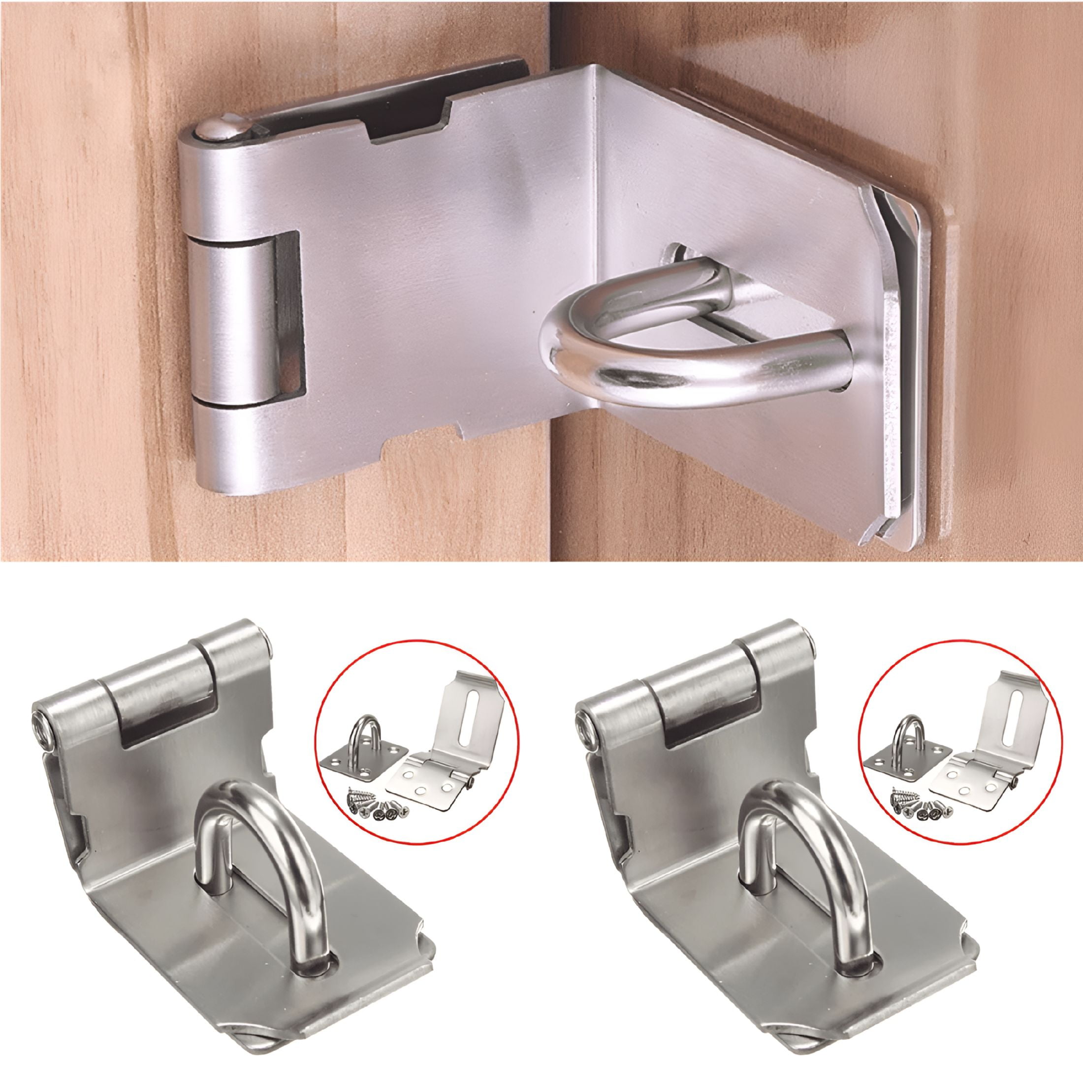 TALENO 2 Pack Door Hasp Latch Lock 90 Degree Hasp Right Angle Padlock ...