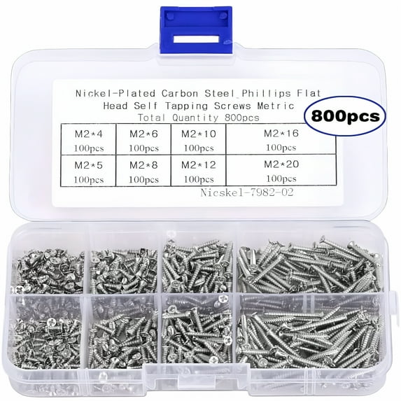 TALENO 800Pcs Small M2 Self-Tapping Screws Assortment Kit,Countersunk ...
