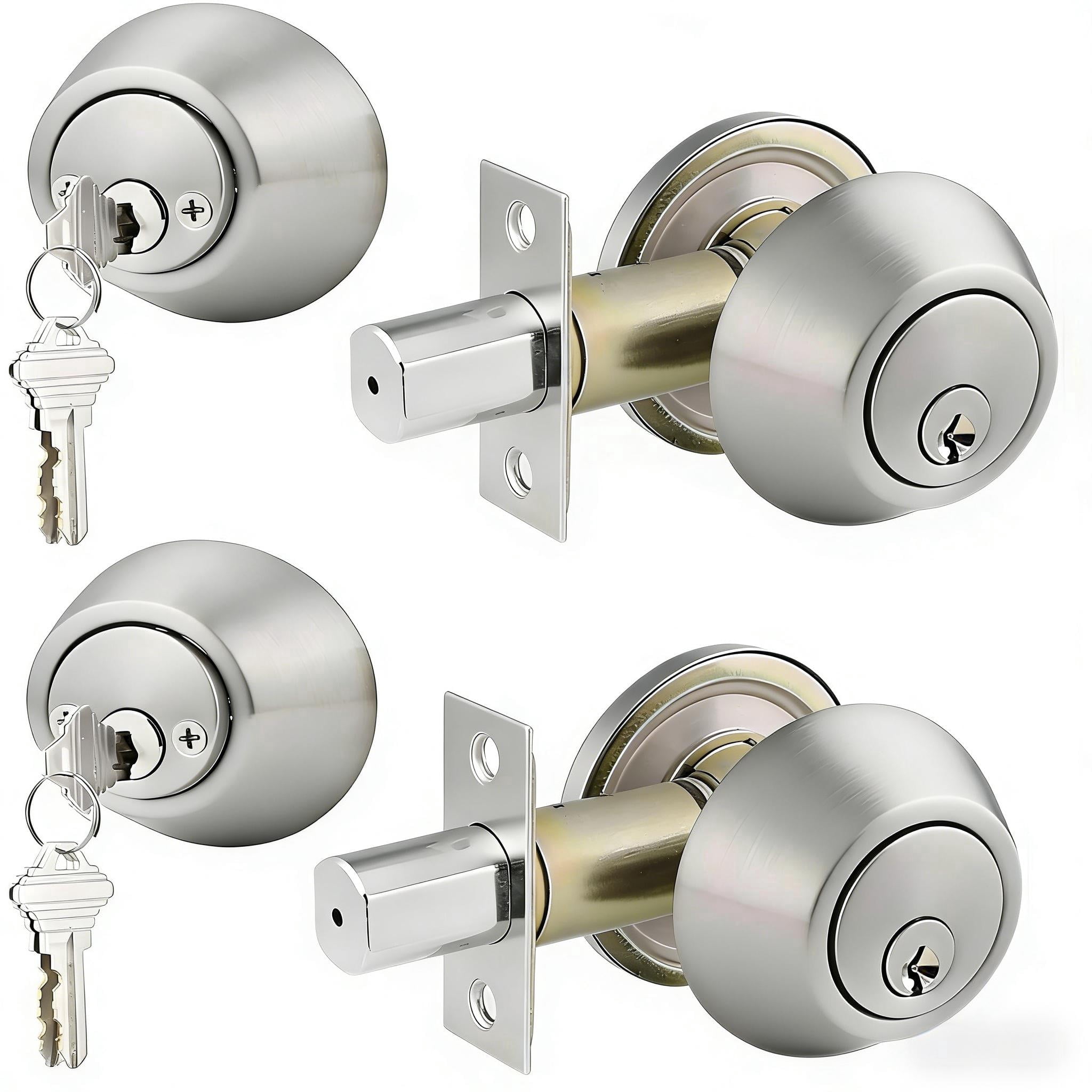 TALENO Double Cylinder Deadbolts Door Locks Satin Nickel Keyed Both ...