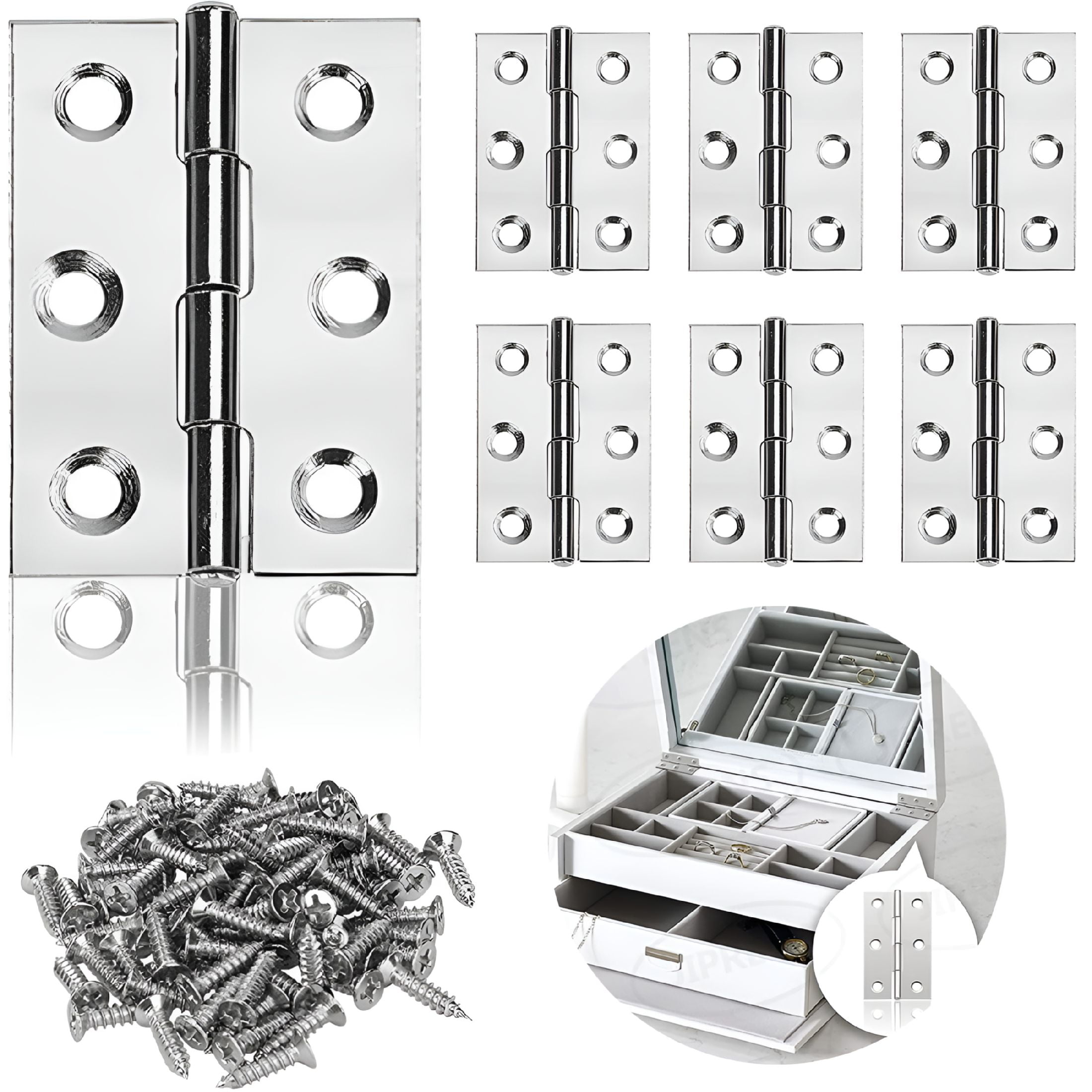 TALENO Pack of 24 Hinges,Stainless Steel Door Hinges with 6 Mounting ...