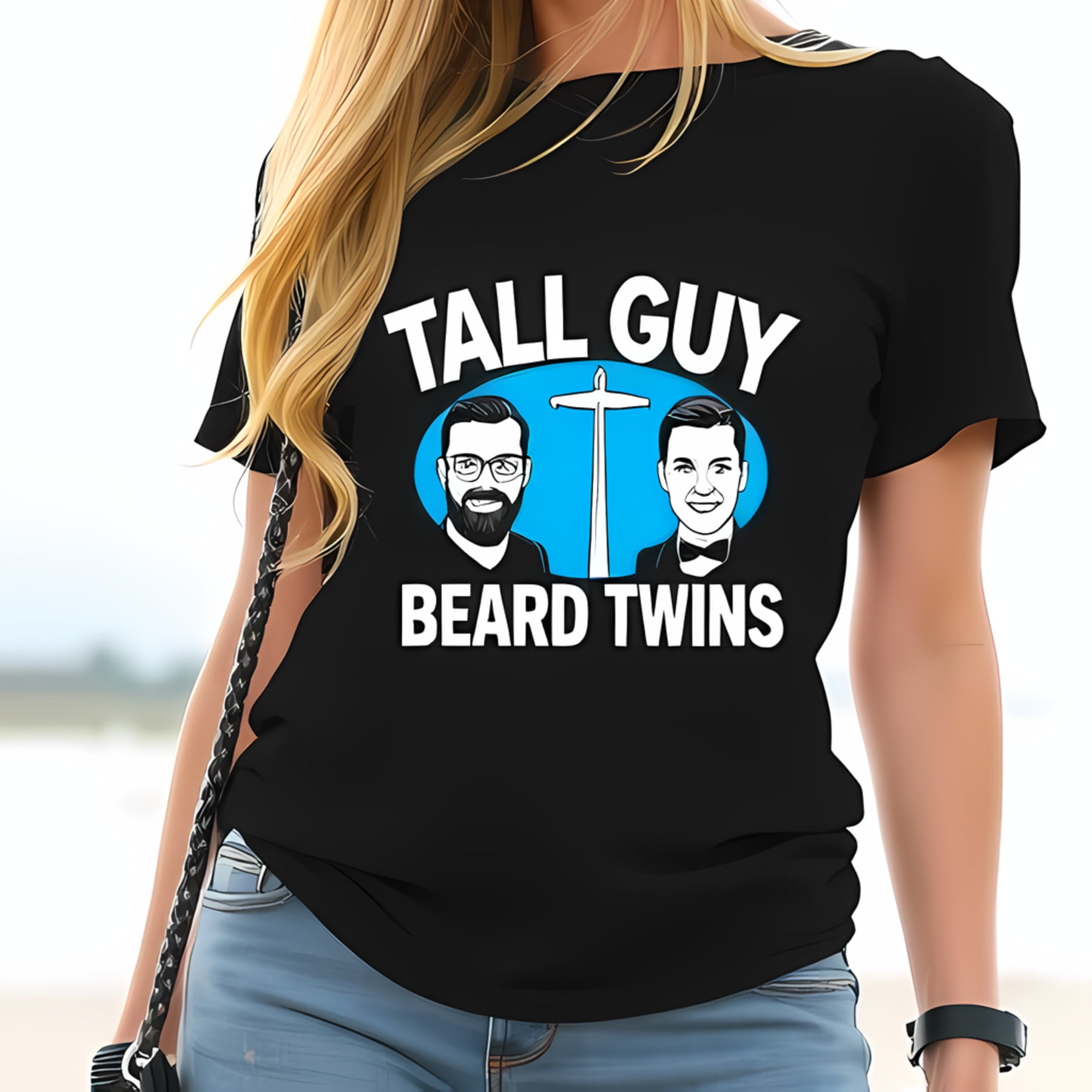 TALL GUY BEARD TWINS Graphic Cotton Short Sleeve T-Shirt - Fun Cartoon ...