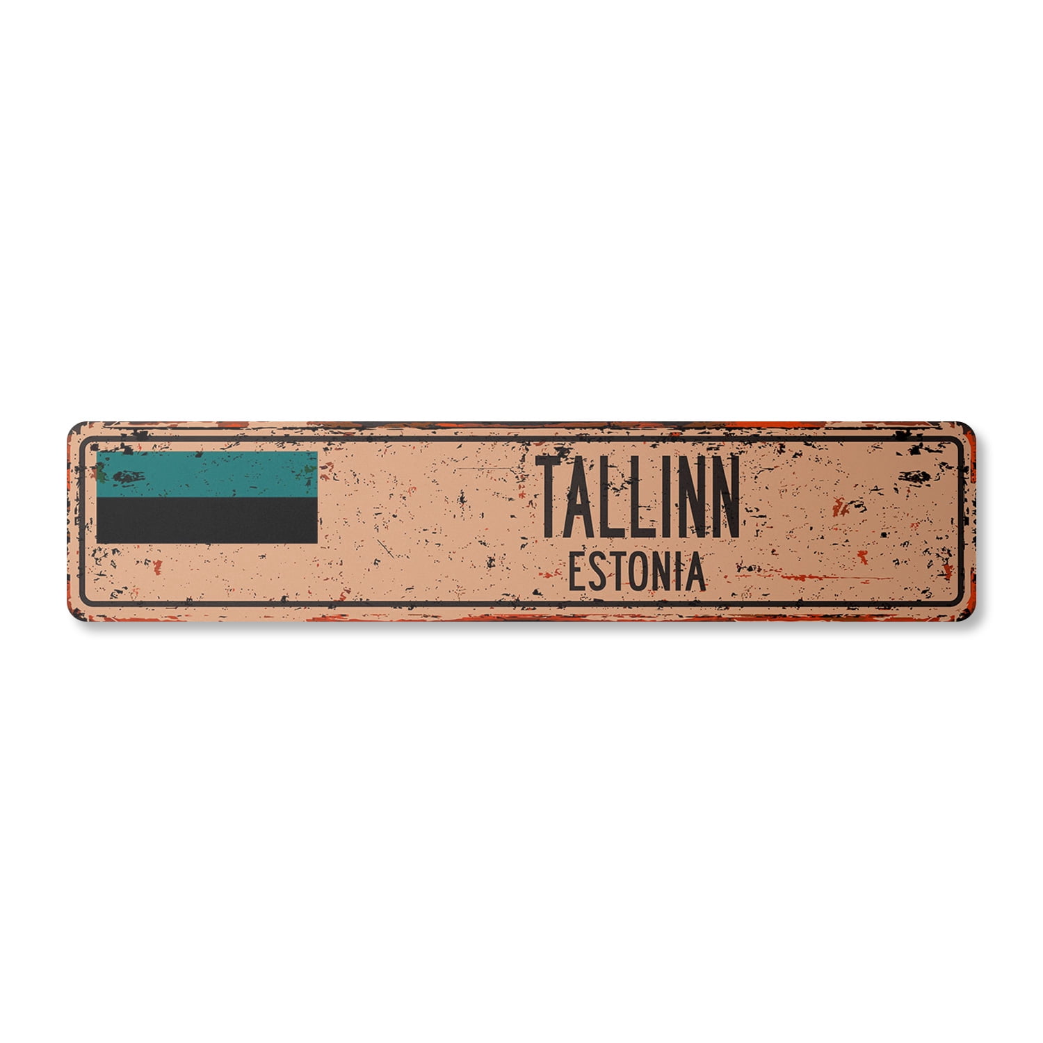 TALLINN ESTONIA Vintage Plastic Street Sign Estonian flag city country ...