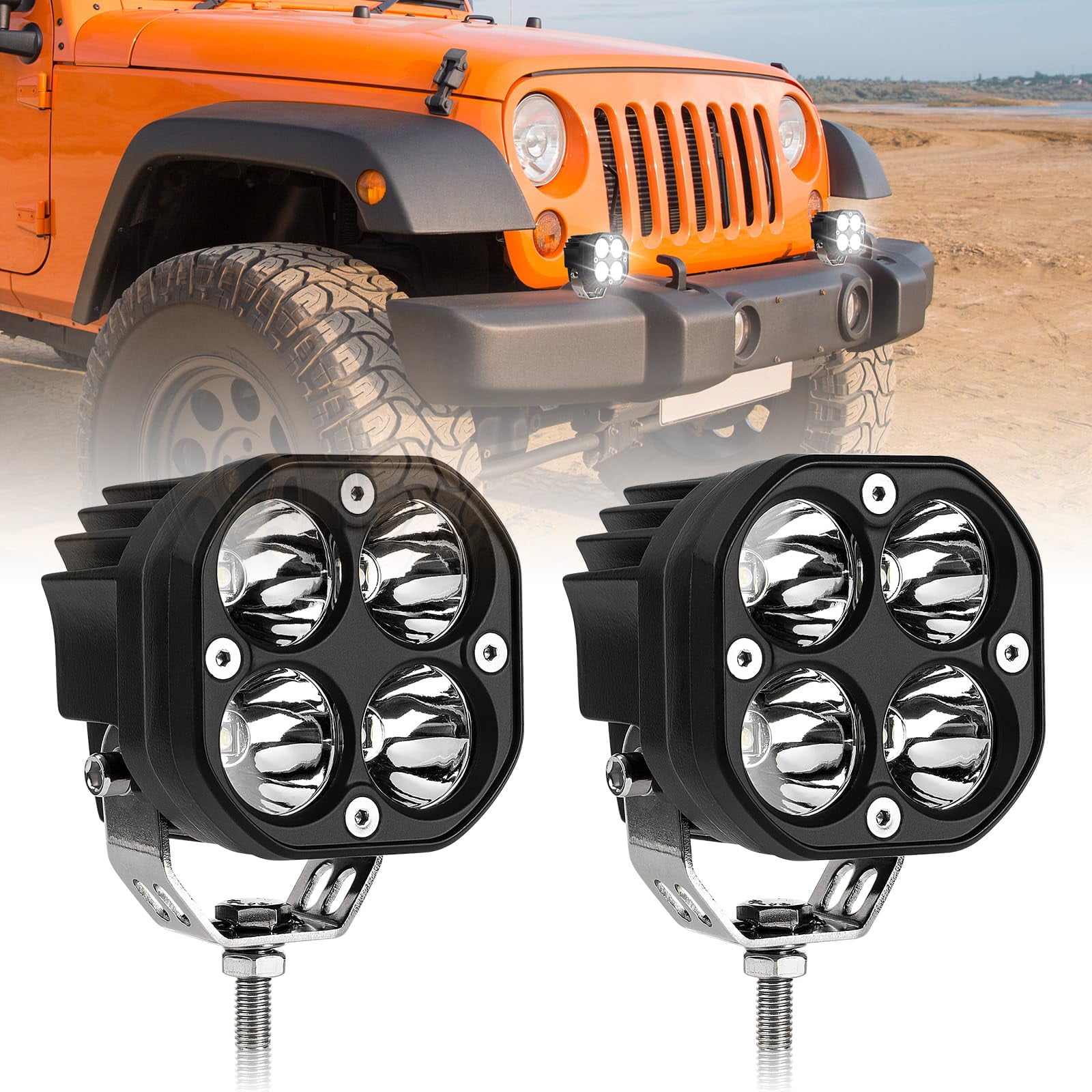 TALMYT LED Pods Light, 4 Inch LED Fog Lights White, 40W Led Cube Lights ...
