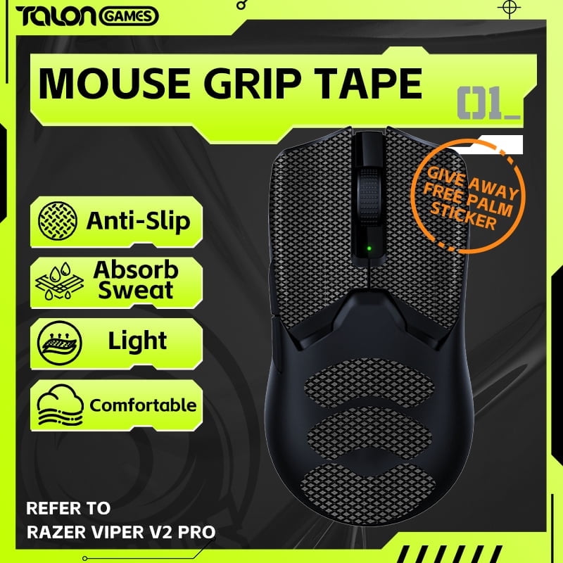 TALONGAMES Mouse Grip Tape for Viper V2 Pro Wireless, Black, 1 Count, 1 ...