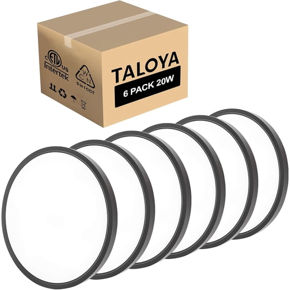 TALOYA Black 6 Pack Led Ceiling Fixture Flush Mount for Kitchen Living ...