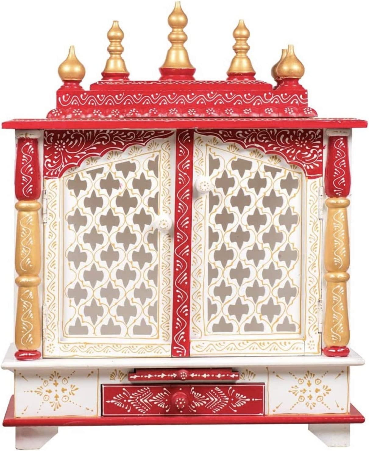 TAM Creatio Wooden Pooja Mandir Indian Hindu Decoration Puja Cabinet ...