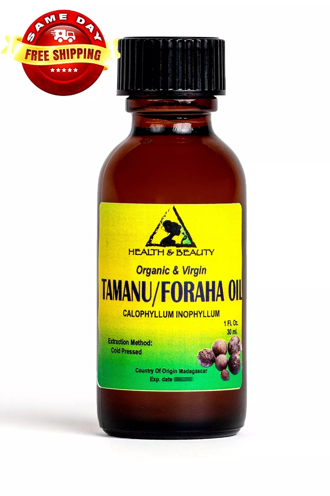 TAMANU / FORAHA OIL ORGANIC UNREFINED COLD PRESSED 1 OZ in GLASS BOTTLE ...